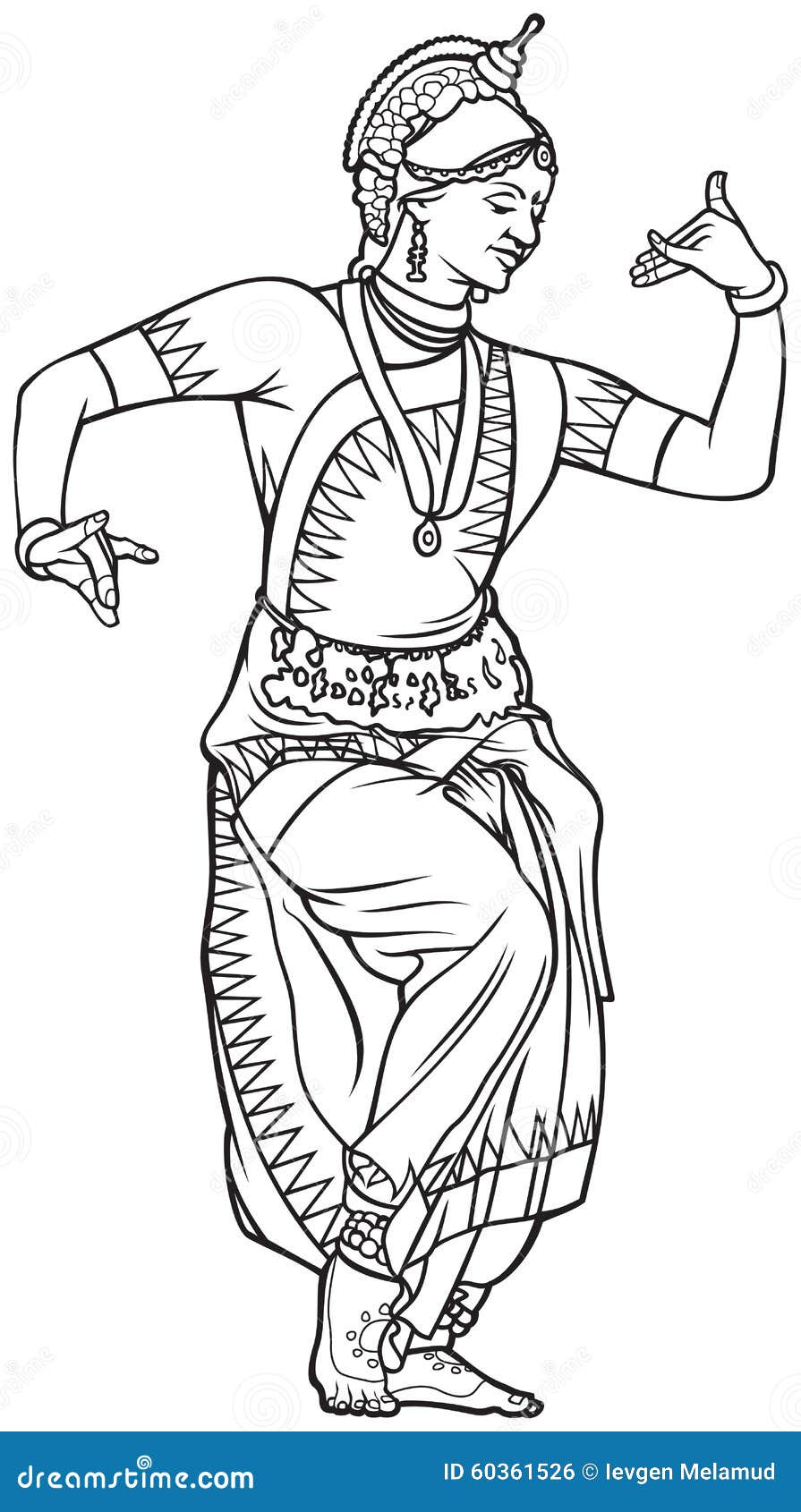 Indian Dance Vector Illustration Stock Vector - Illustration of odissi ...