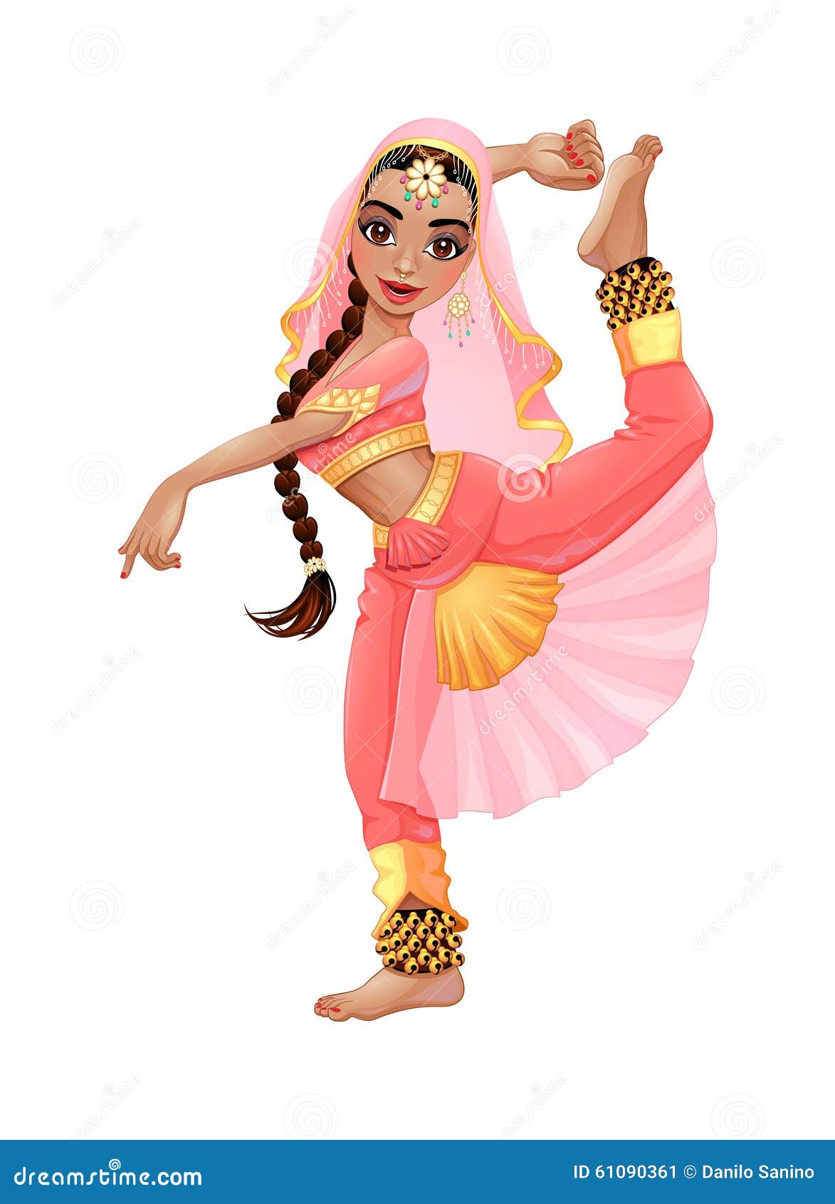 Indian Dancer In Traditional Costume Isolated On White Background ...