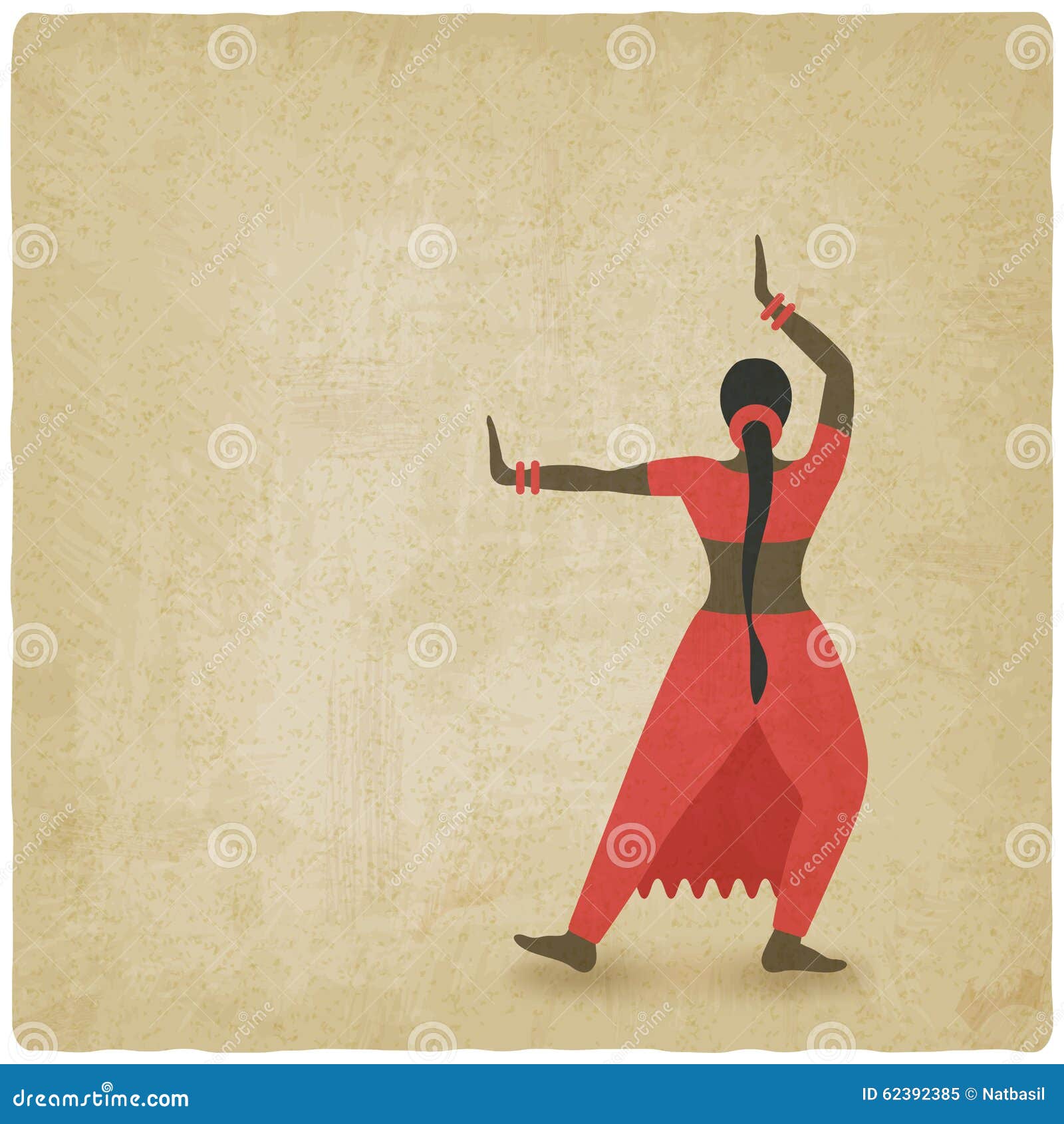 Indian Dancer Old Background. Dance Club Symbol Stock Vector ...