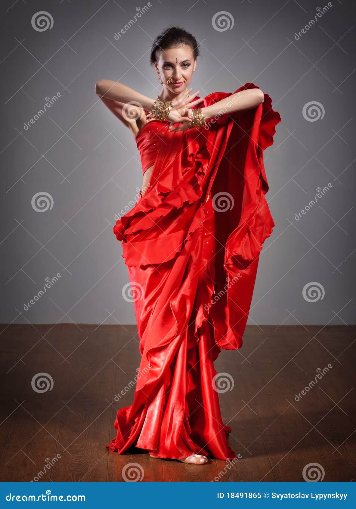 Indian dancer in red dress stock image. Image of brunette - 18491865