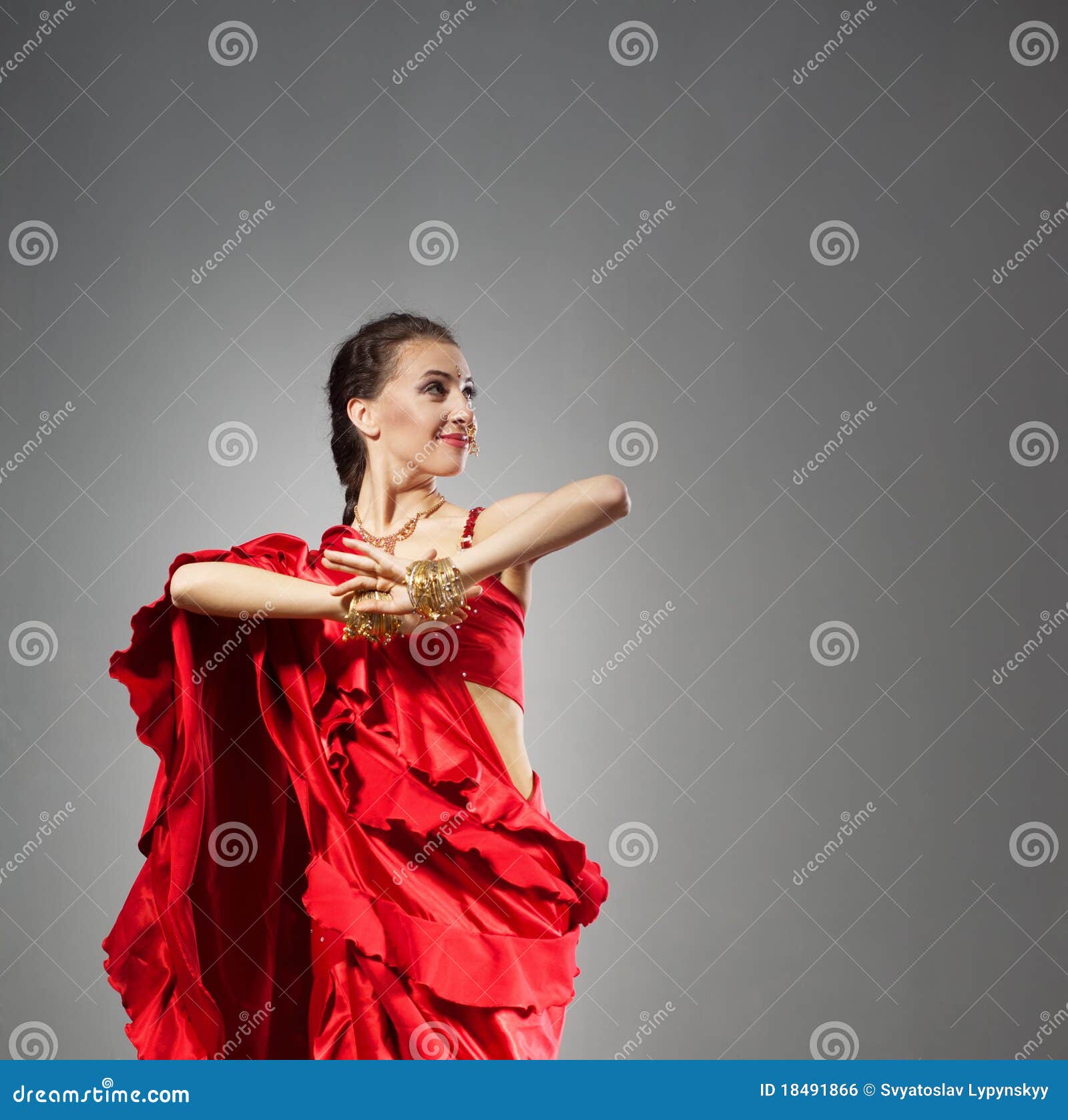 Indian dancer in red dress stock photo. Image of adult - 18491866