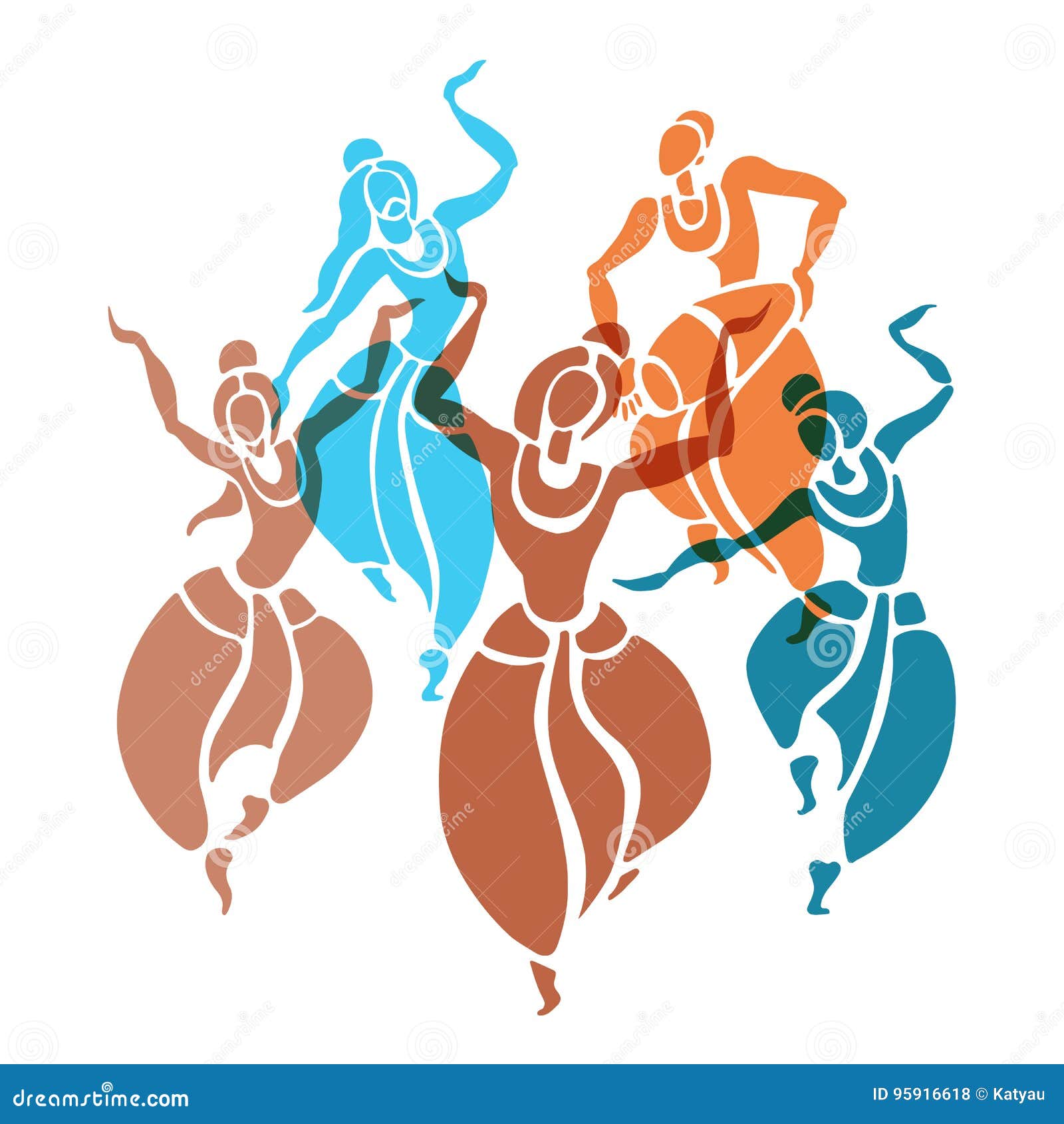 Indian Dancers. Vector Illustration. Stock Illustration - Illustration ...