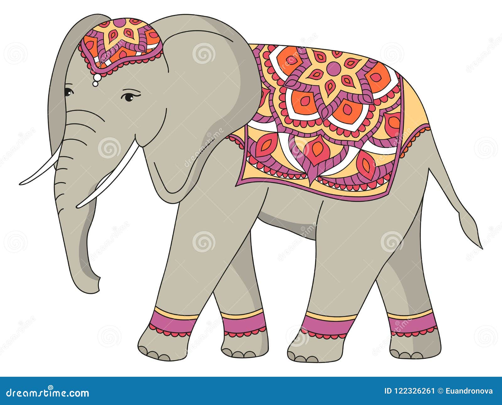Indian decorated elephant. stock vector. Illustration of vector - 122326261