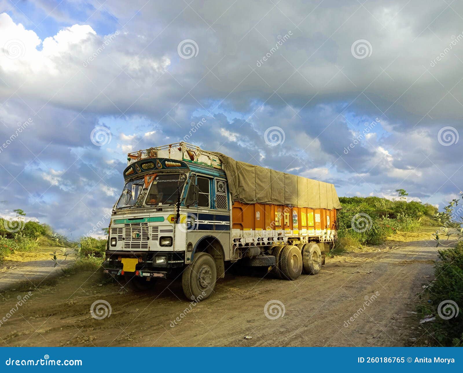 Indian Decorated and Goods Loaded Truck Editorial Image - Image of ...