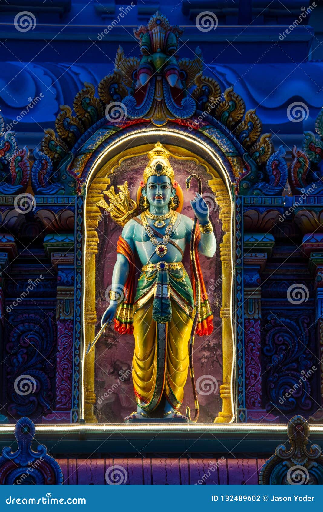 Indian Deity at Night stock photo. Image of asia, asian - 132489602