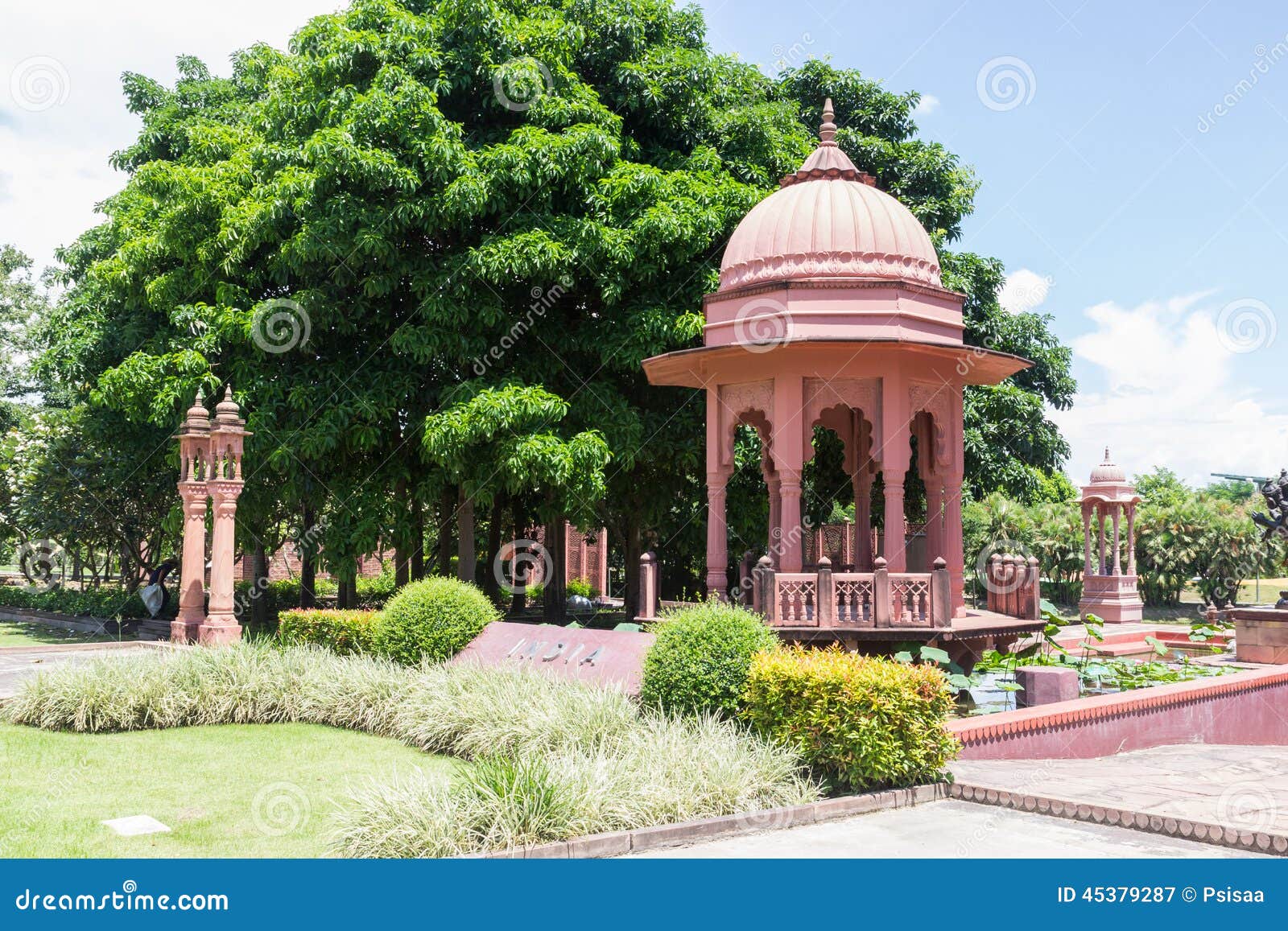 The Indian Design Dome Pavilion Stock Image - Image of landmark, garden ...