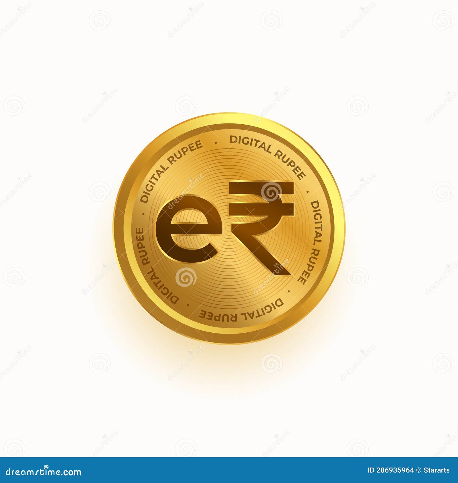 Indian Digital Currency E Rupee Golden Coin Design Stock Vector ...