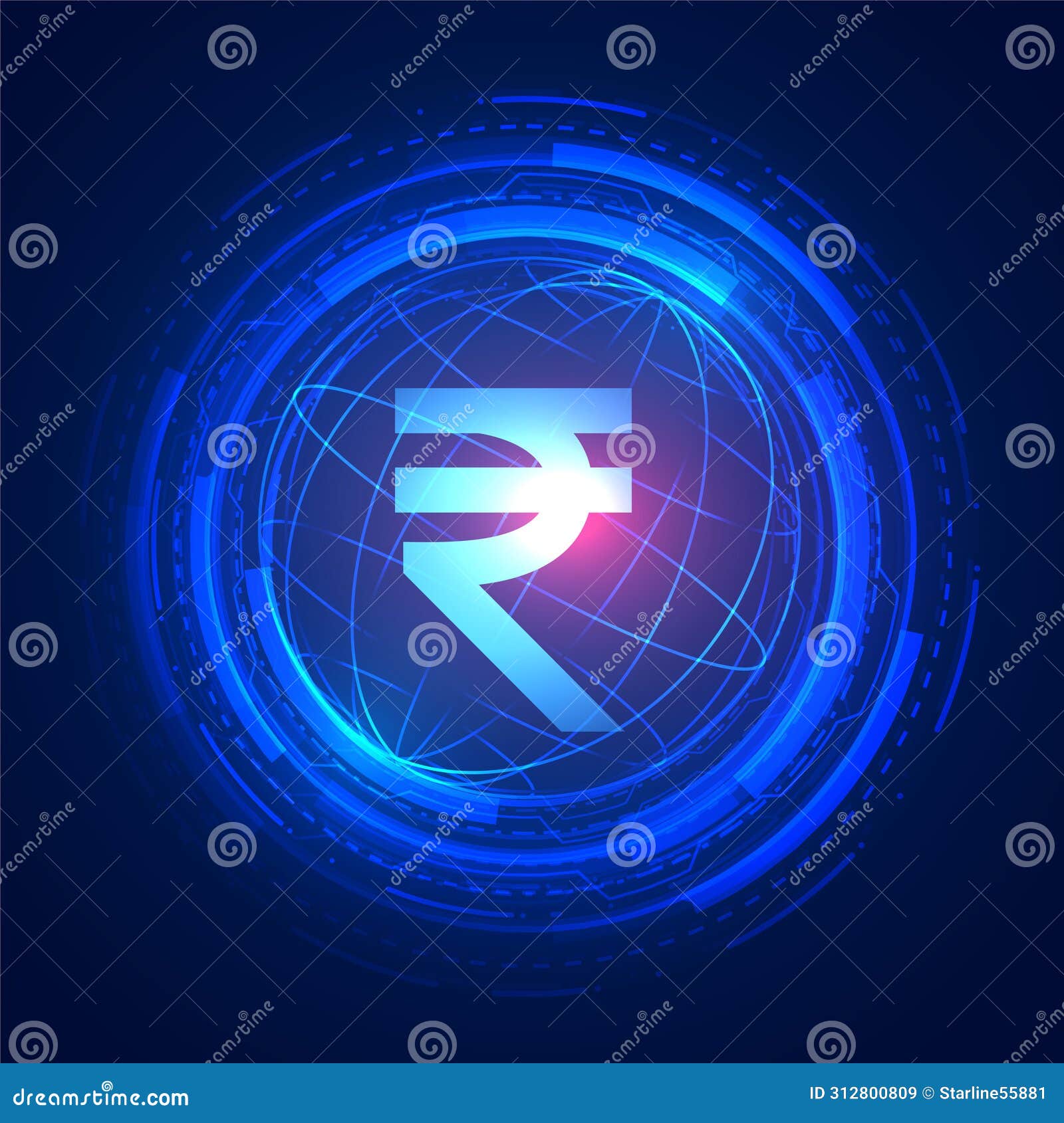 Indian Digital Rupee Symbol On Blue Background Royalty-Free Stock Photo ...