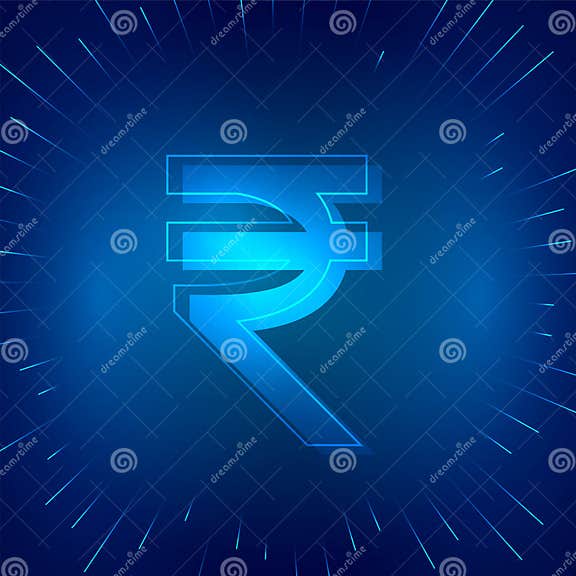 Indian Digital Rupee Symbol on Blue Background Stock Illustration ...