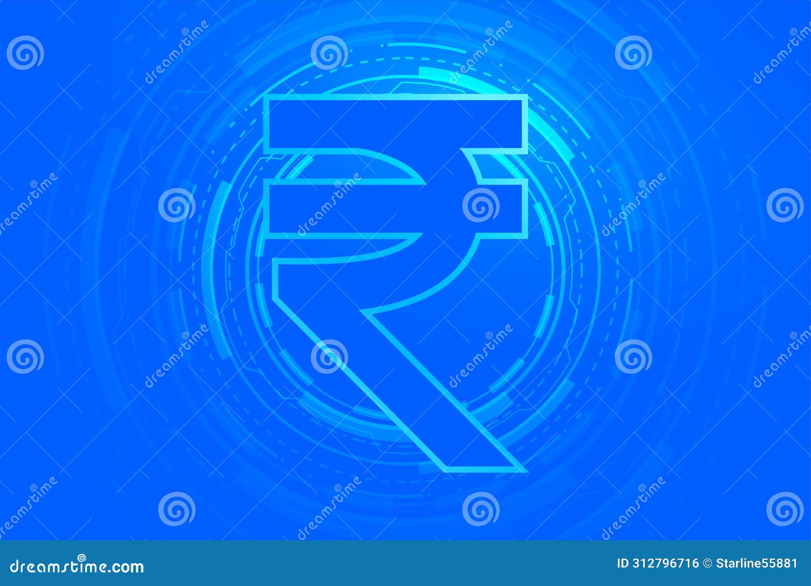 Indian Digital Rupee Symbol On Blue Background Royalty-Free Stock Photo ...