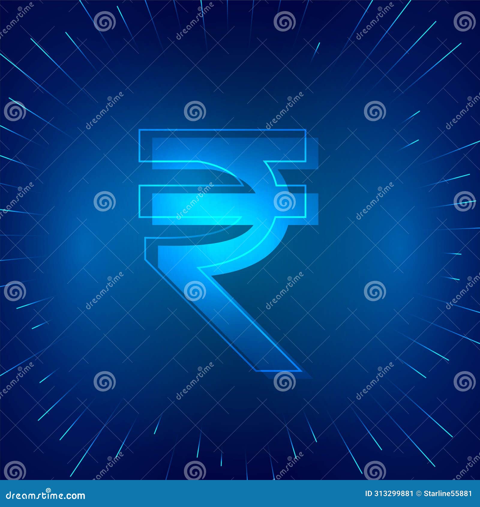 Indian Digital Rupee Symbol on Blue Background Stock Vector ...