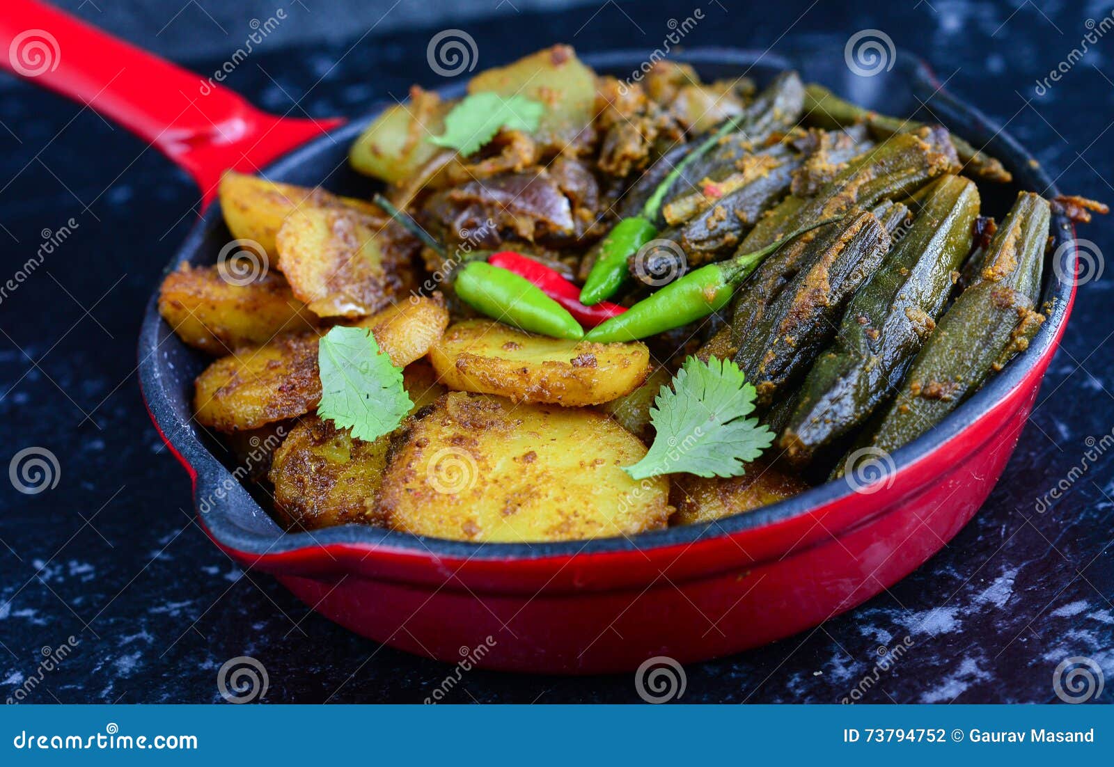 Indian Dish-Bhindi Masala stock photo. Image of horizontal - 73794752