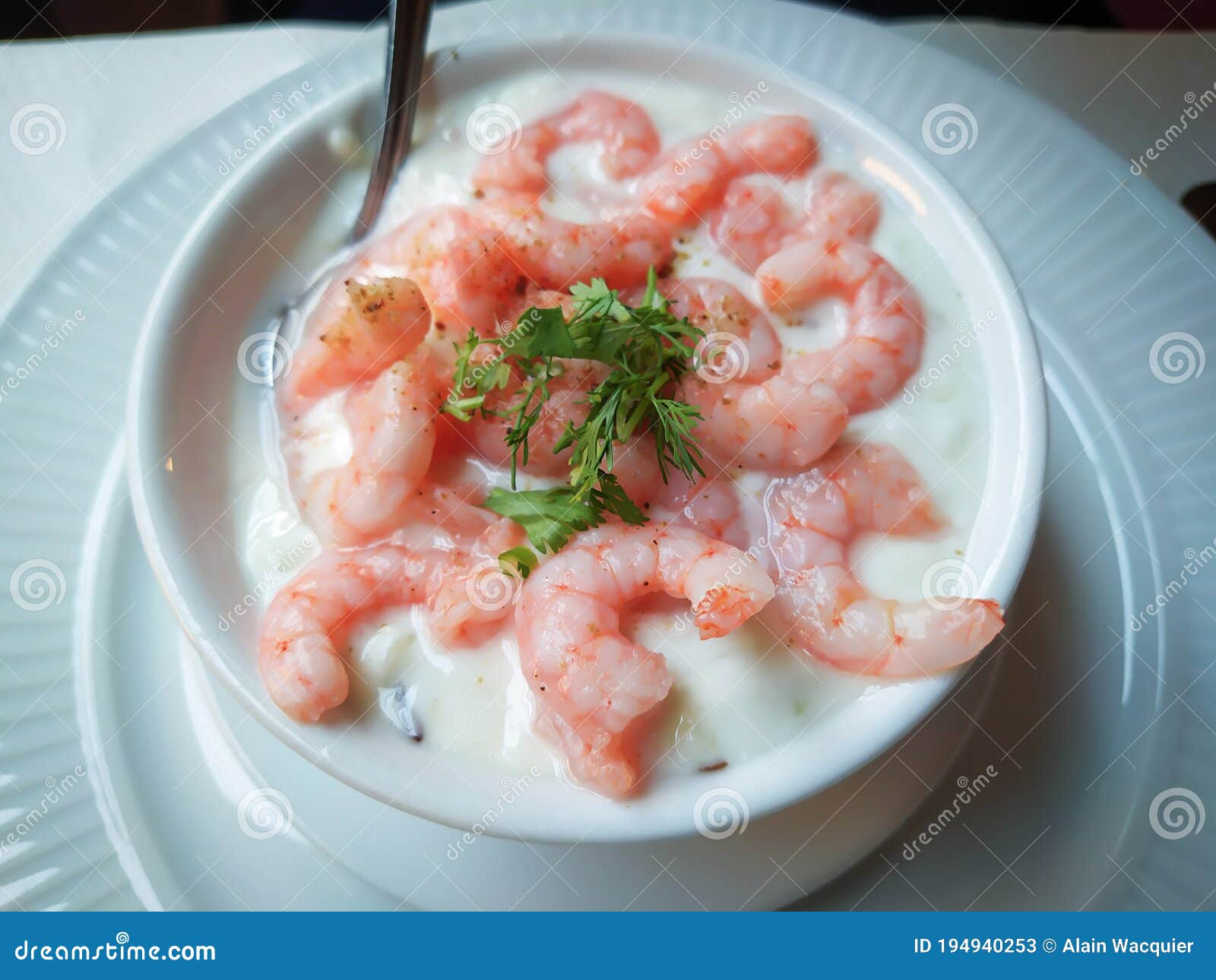 Indian dish: shrimp raita stock image. Image of dish - 194940253