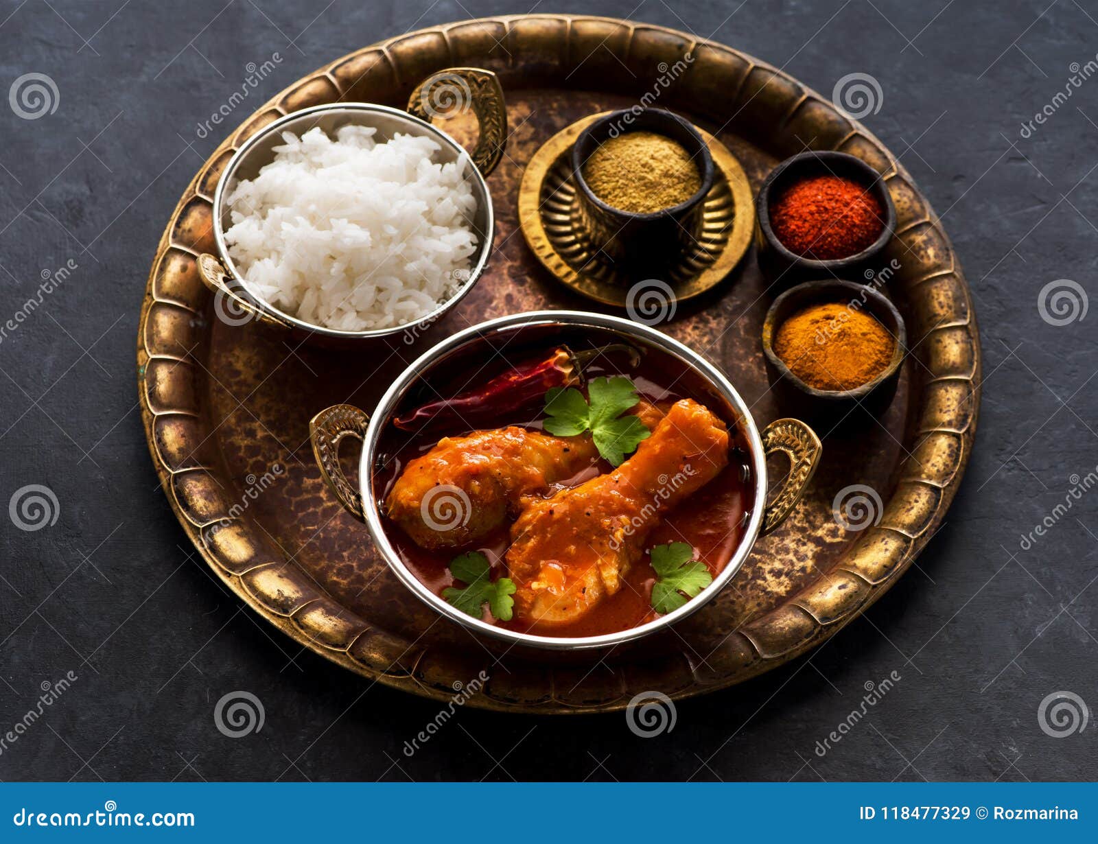 Chicken Curry Spicy Legs with Rice Stock Image - Image of dish ...