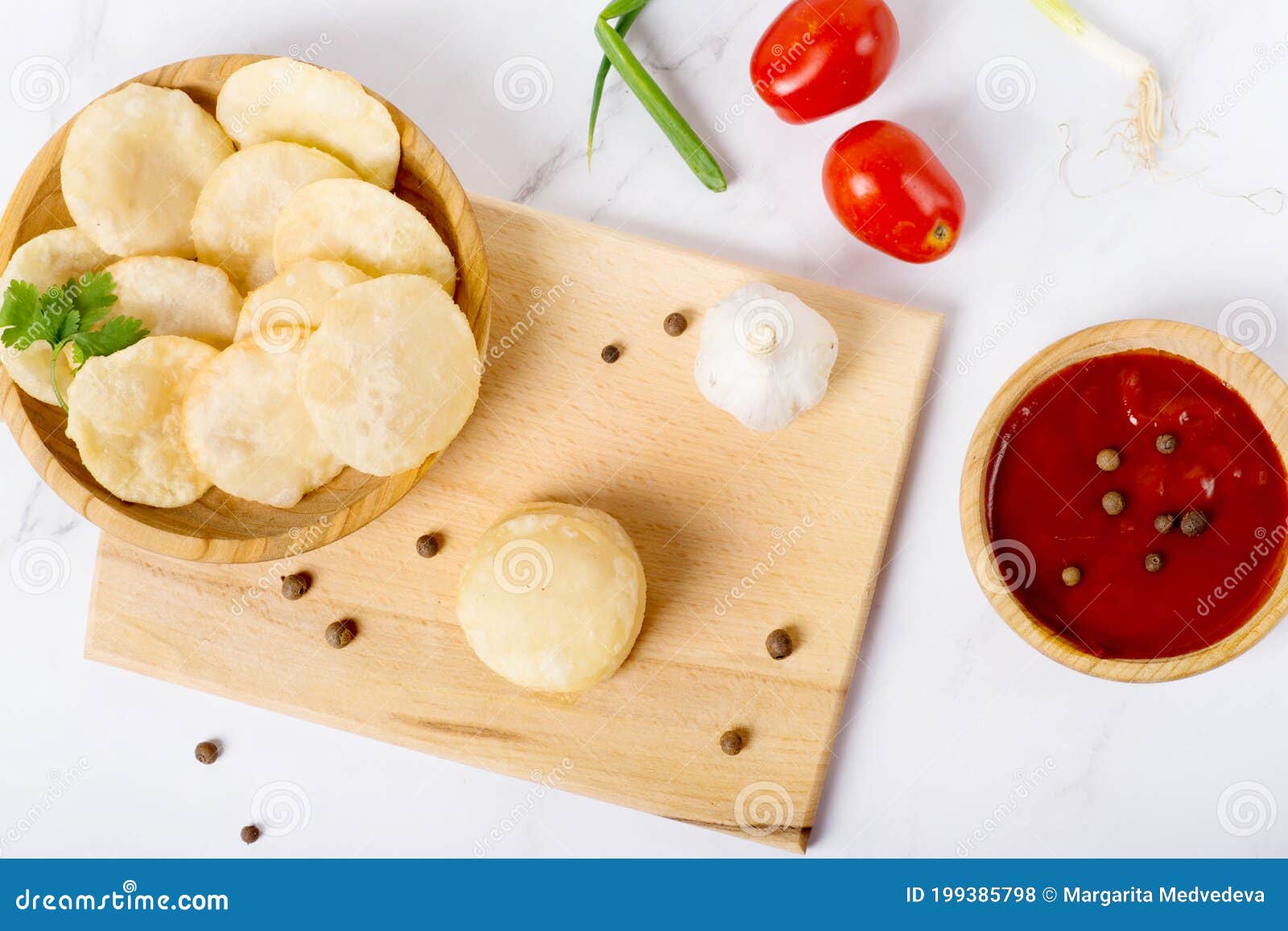 Indian Dish Luchi on a White Table Stock Photo - Image of breakfast ...