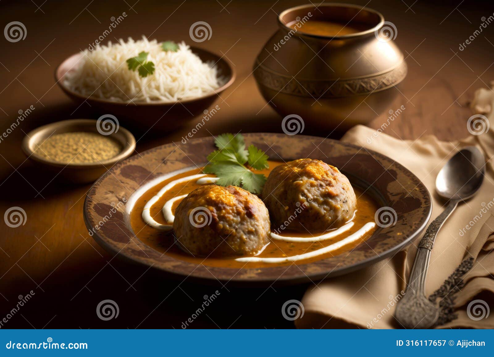 Indian Dish Malai Kofta Served on a Table Stock Illustration ...