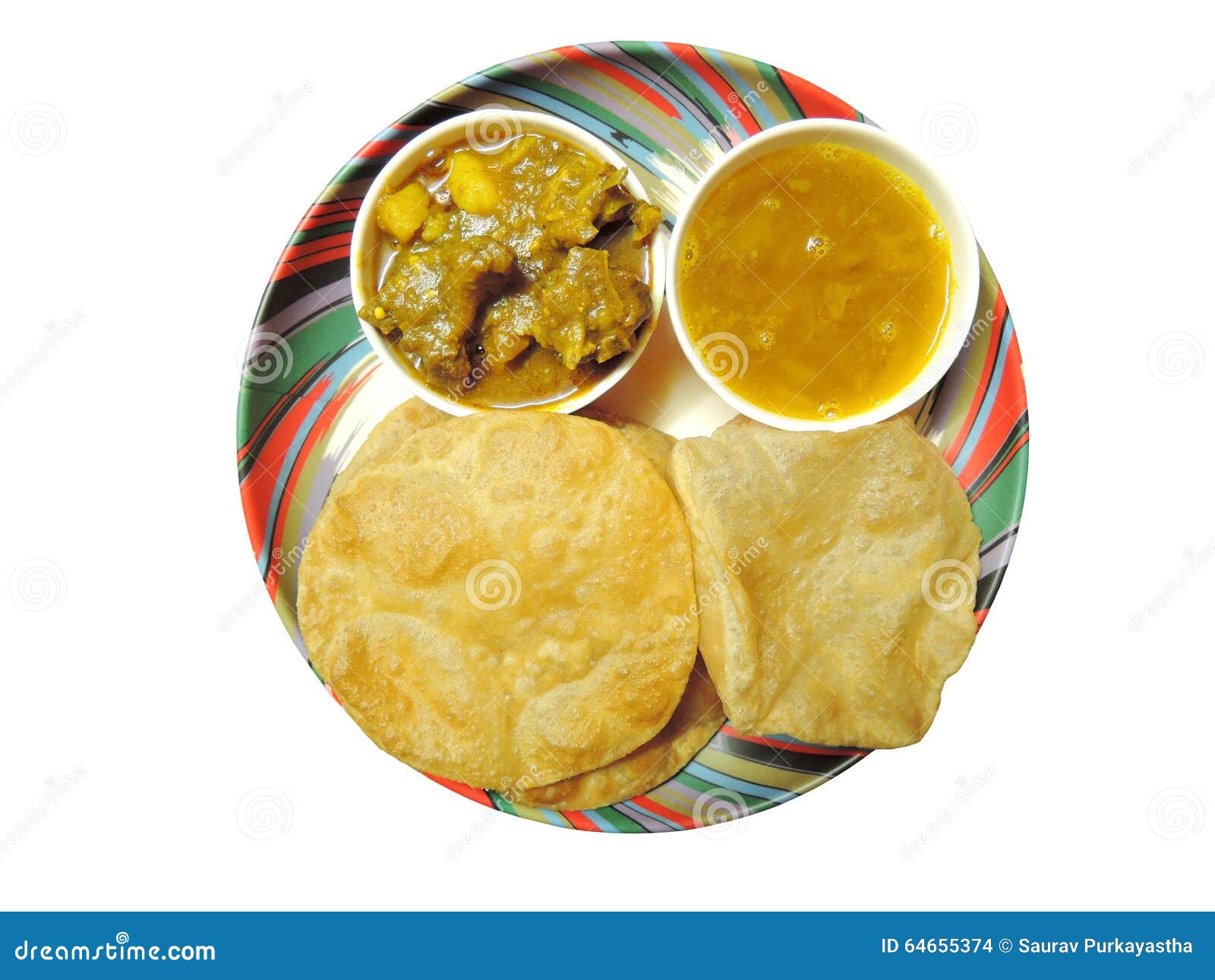 Indian Dish - Puri with Dal and Lamb Curry Stock Photo - Image of ...