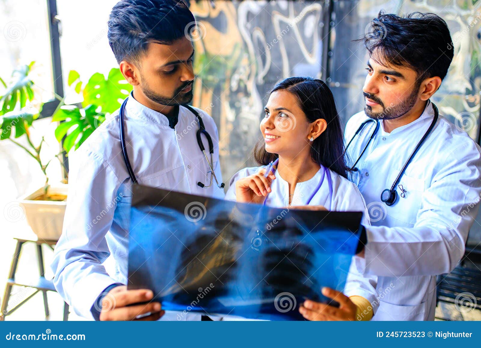 Indian Doctors are Checking Examining Chest X-ray Film Stock Image ...