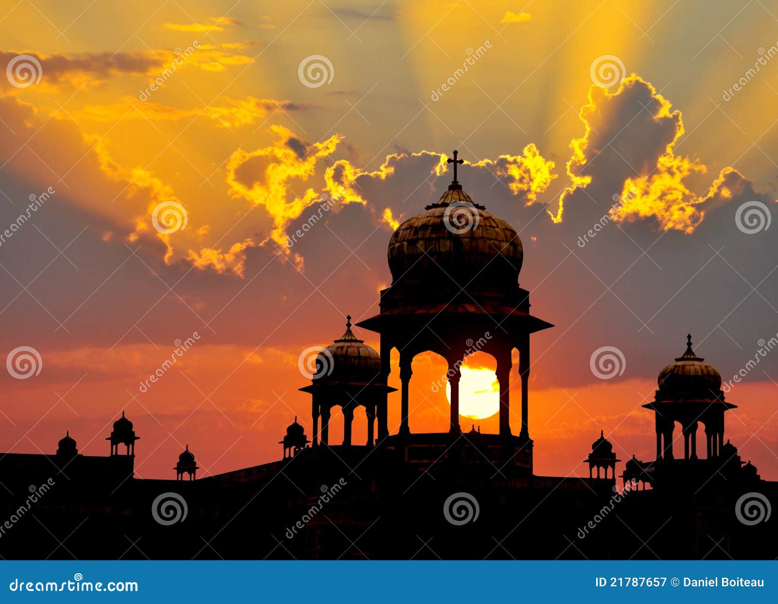 Indian domes sunset stock image. Image of beams, golden - 21787657