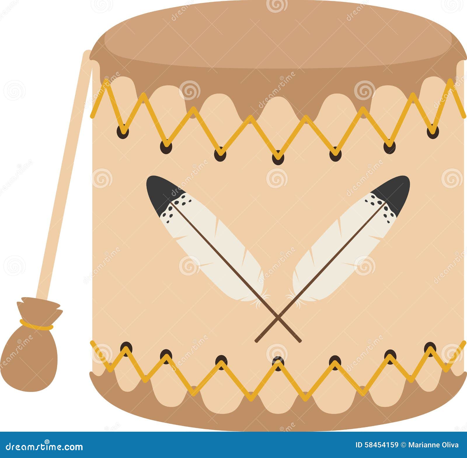 Indian Drum stock vector. Illustration of tribal, southwest - 58454159