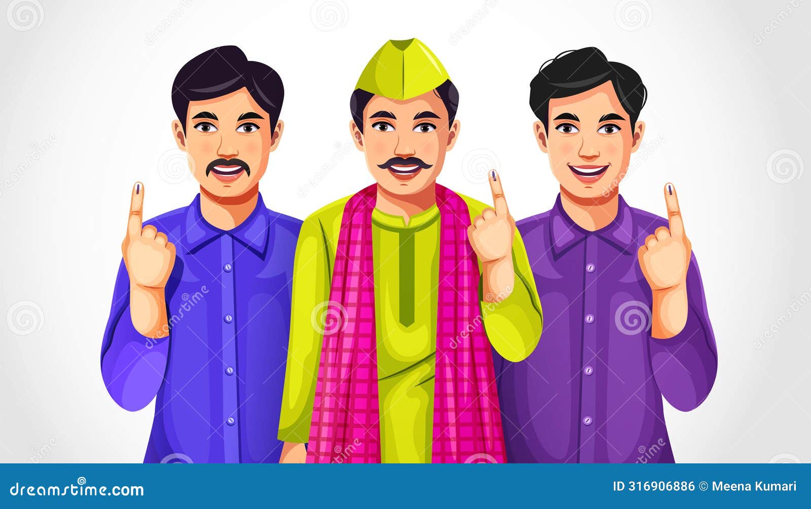 Indian Farmers Showing Ink-marked Finger after Voting during Indian ...