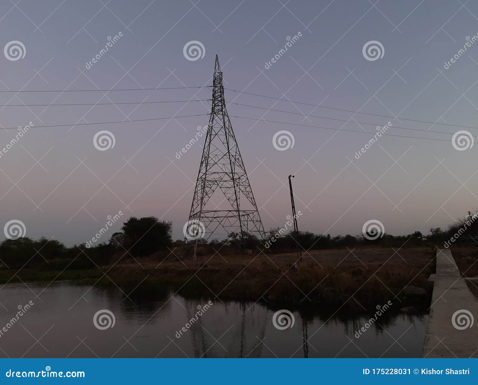 Indian Electricity Pol on River Side Nice Location Stock Image - Image ...