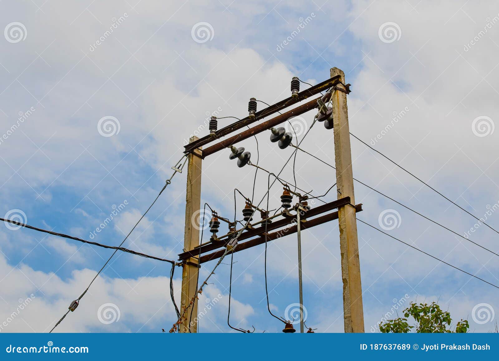 Indian Electricity Transformer Points 33KV on Sky Background Stock ...