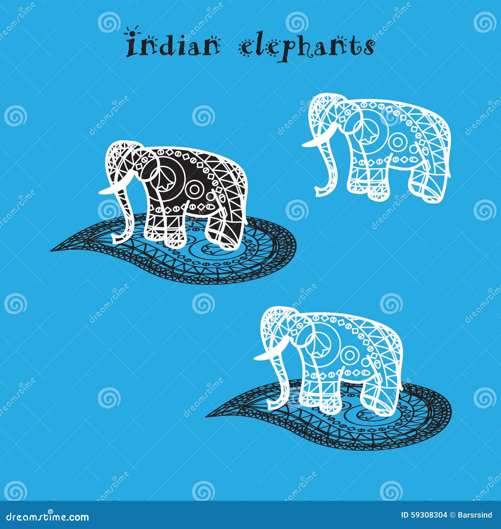 Indian elephant stock illustration. Illustration of detailed - 59308304