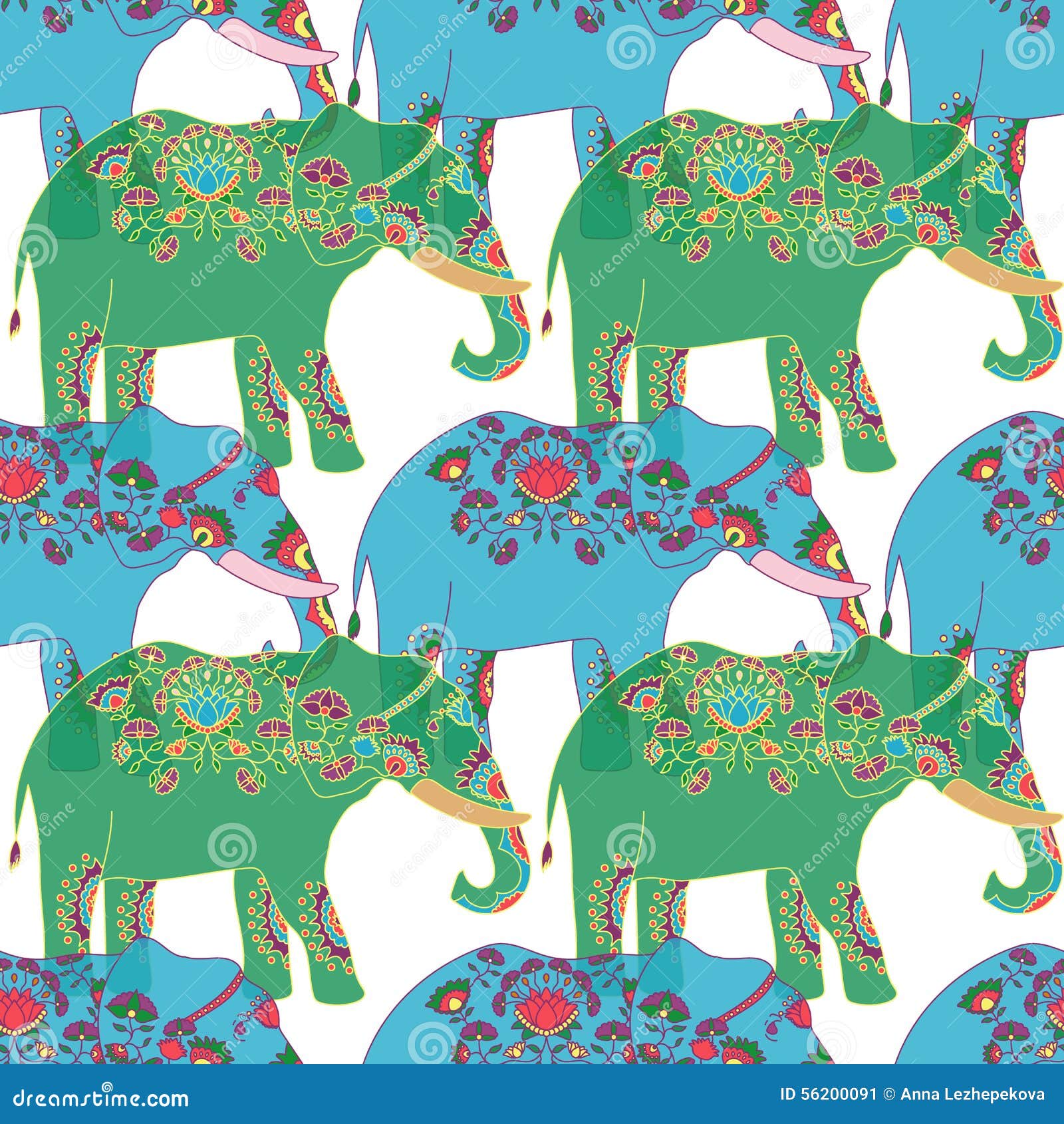 Indian Elephant with Beautiful Pattern. Stock Vector - Illustration of ...