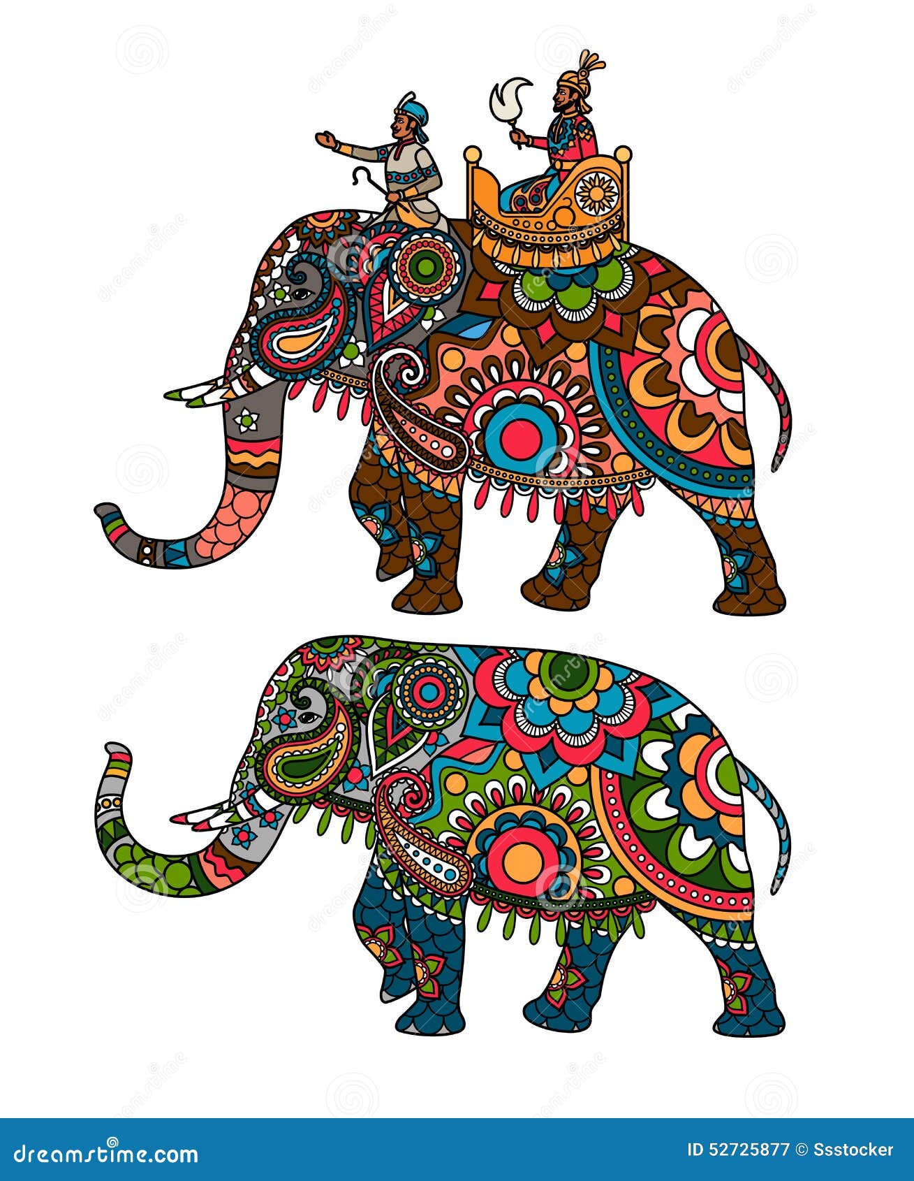 Indian elephant stock vector. Illustration of culture - 52725877