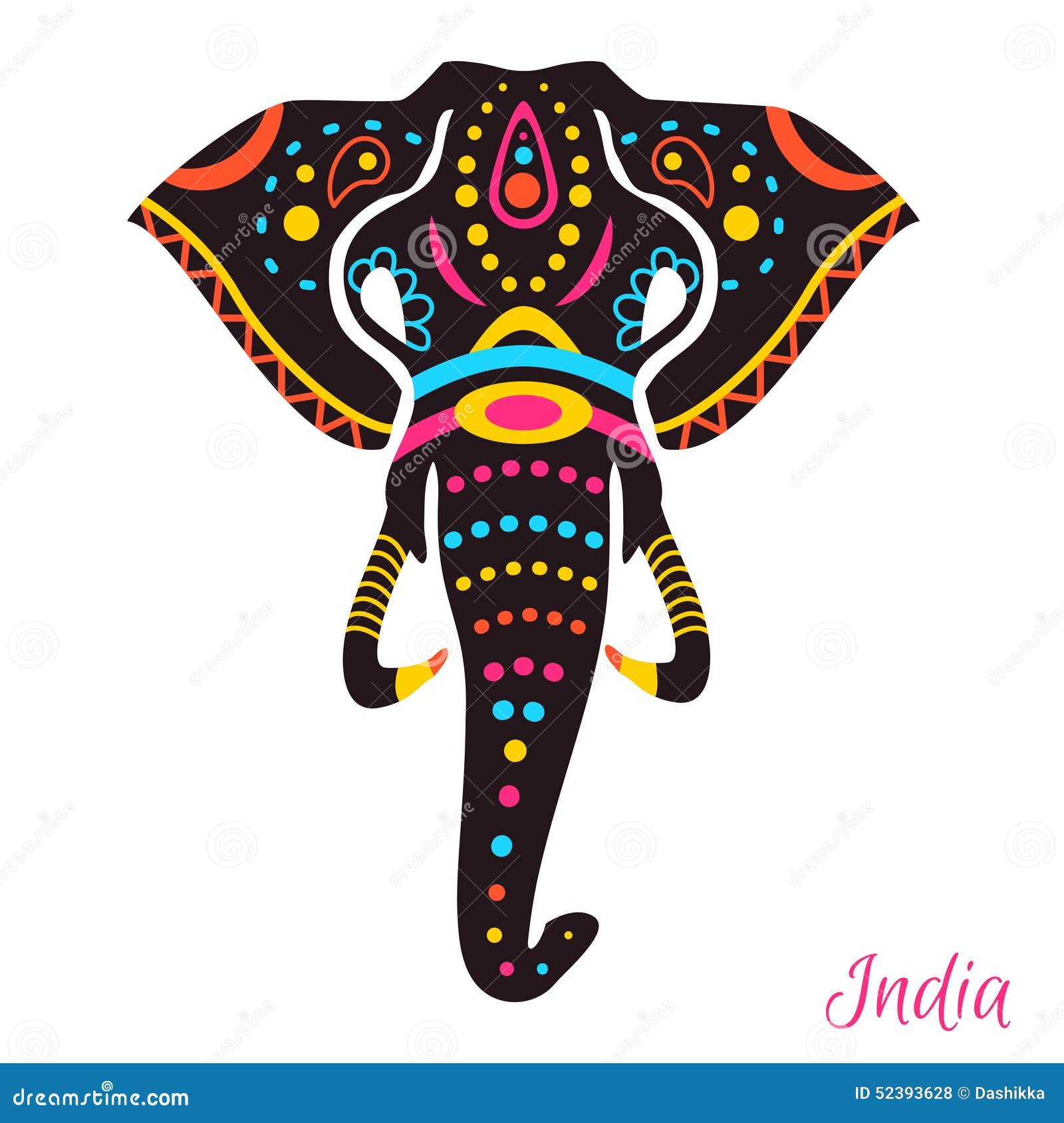 Indian Elephant Festival Vector Illustration. Isolated On White ...