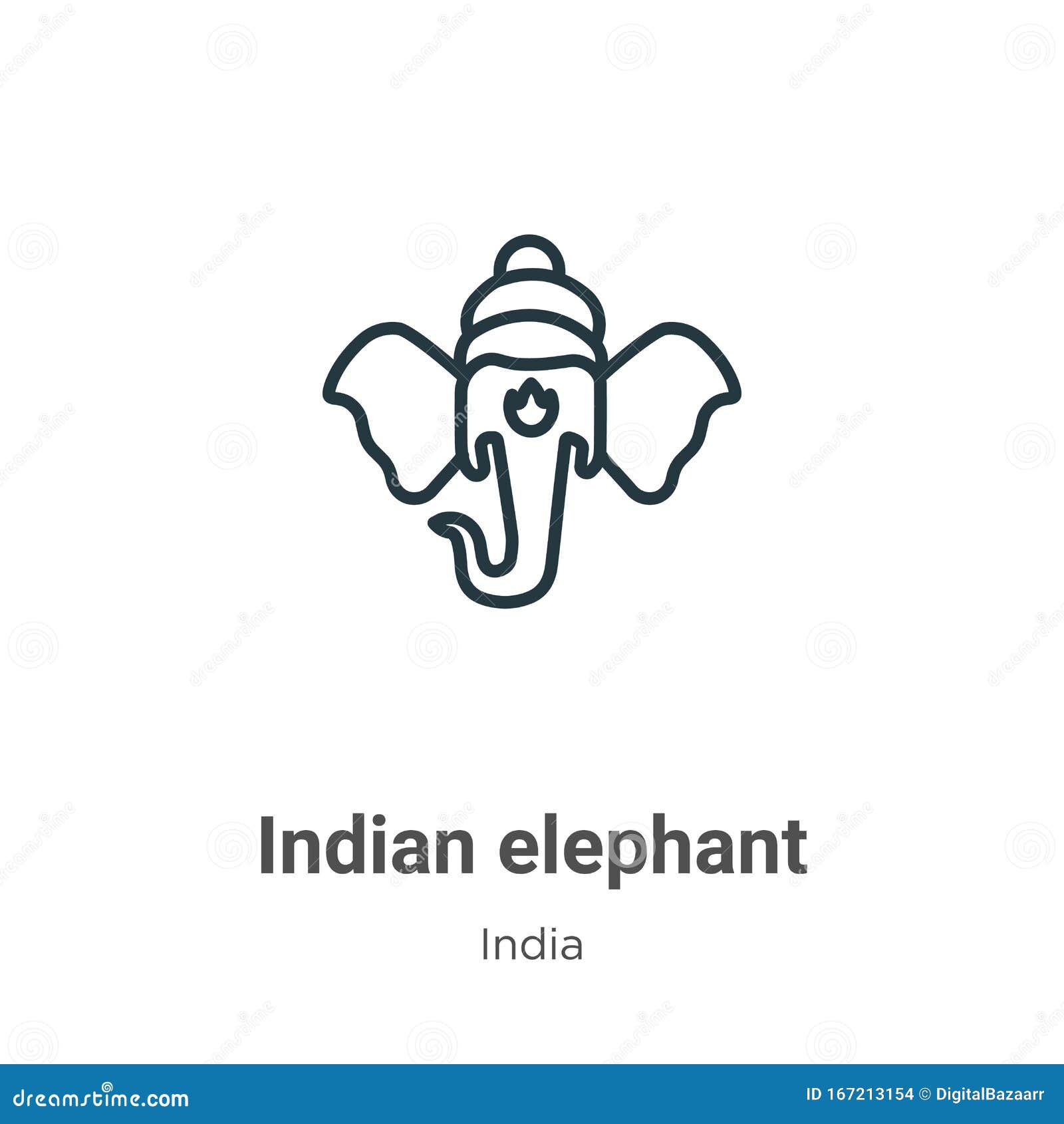 Indian Elephant Outline
