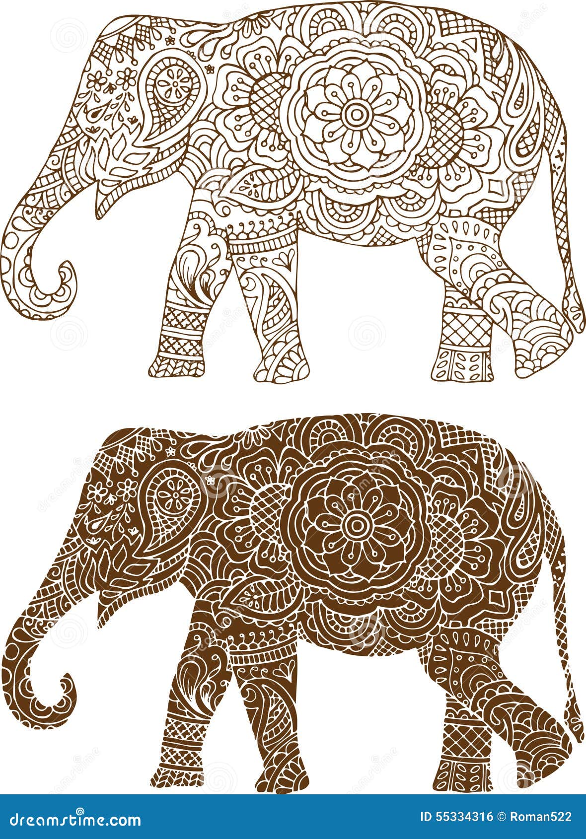 Indian elephant patterns stock vector. Illustration of asian - 55334316