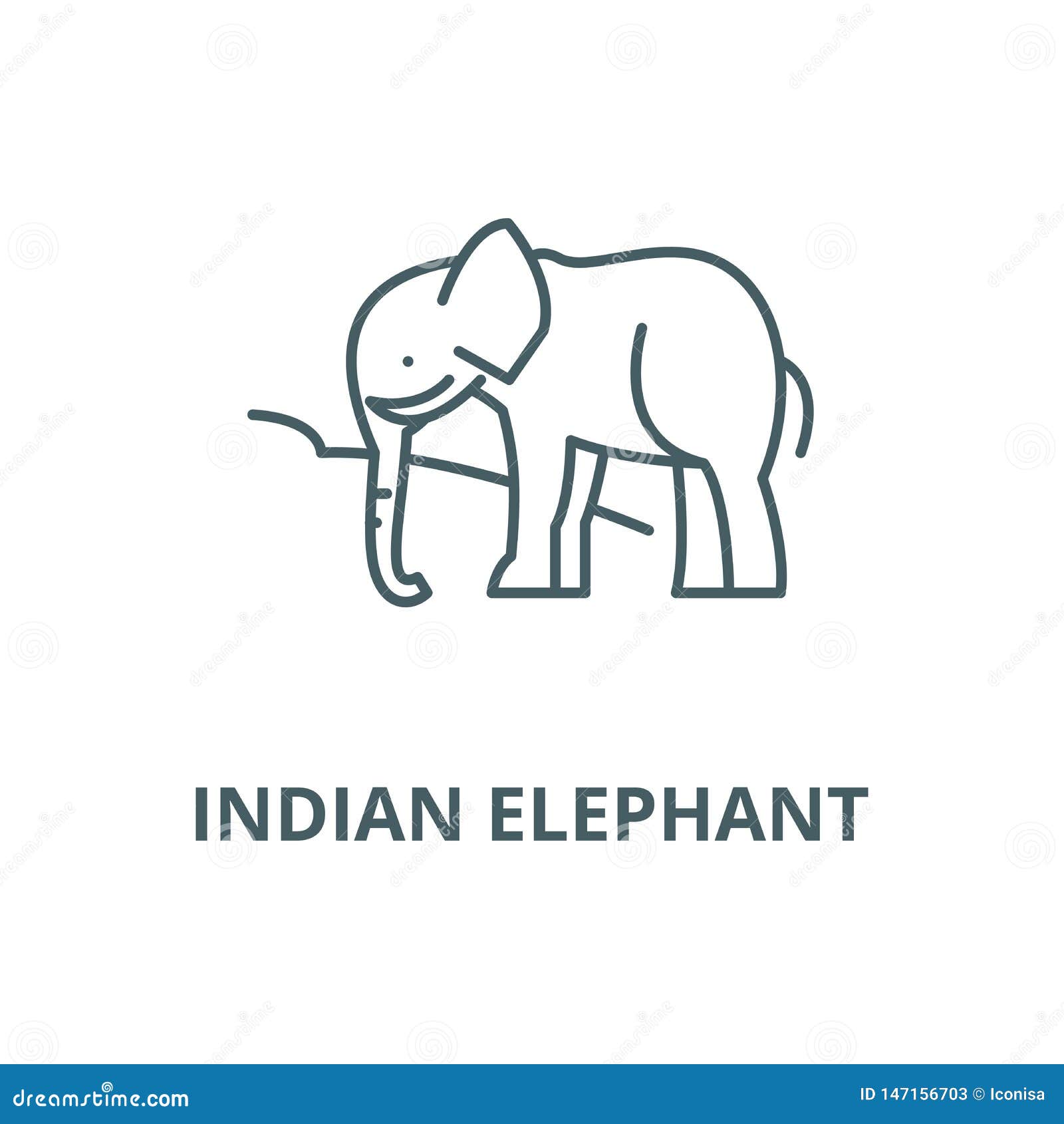 Indian Elephant Vector Line Icon, Linear Concept, Outline Sign, Symbol ...