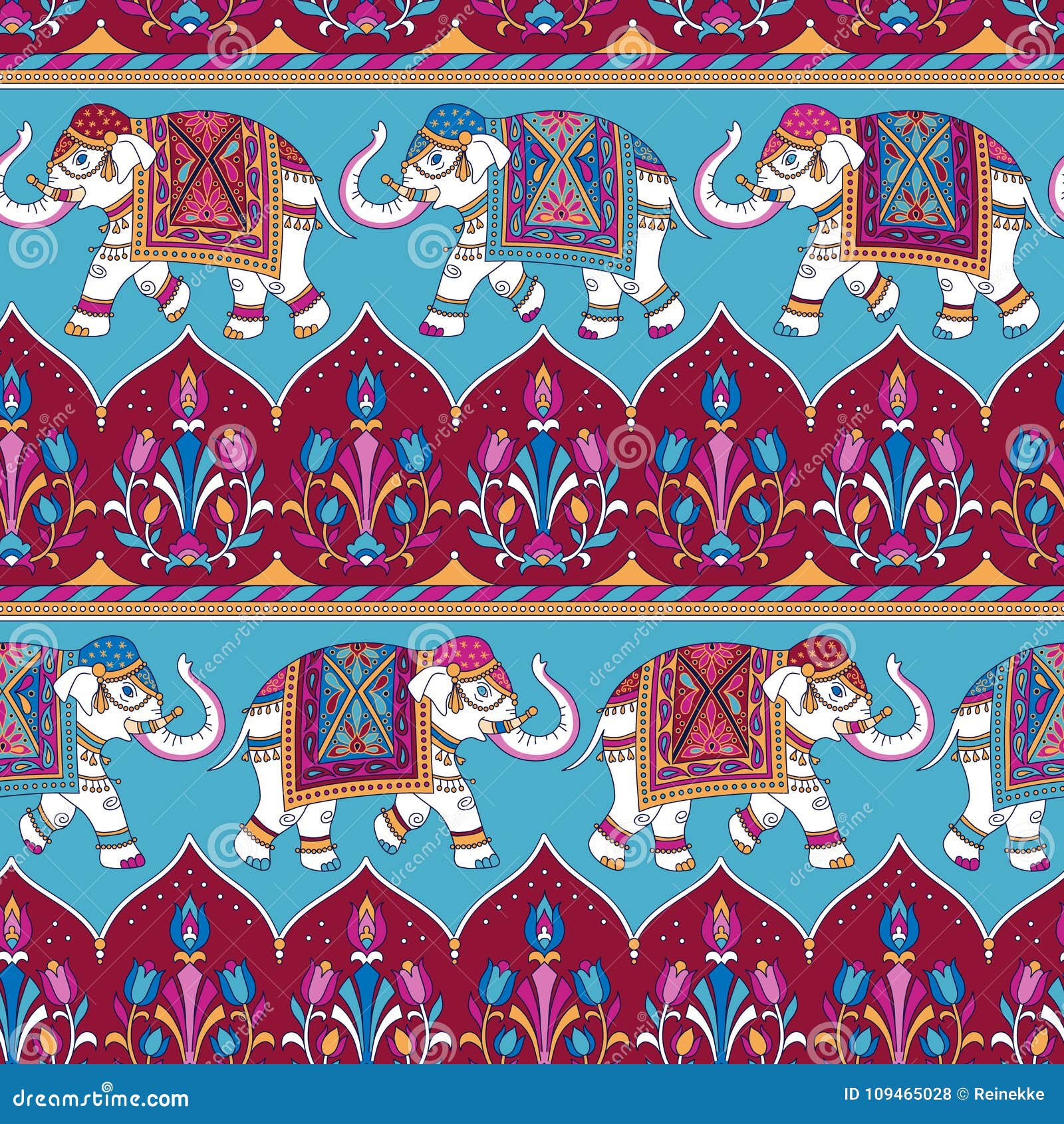 Indian elephants pattern stock vector. Illustration of mammal - 109465028