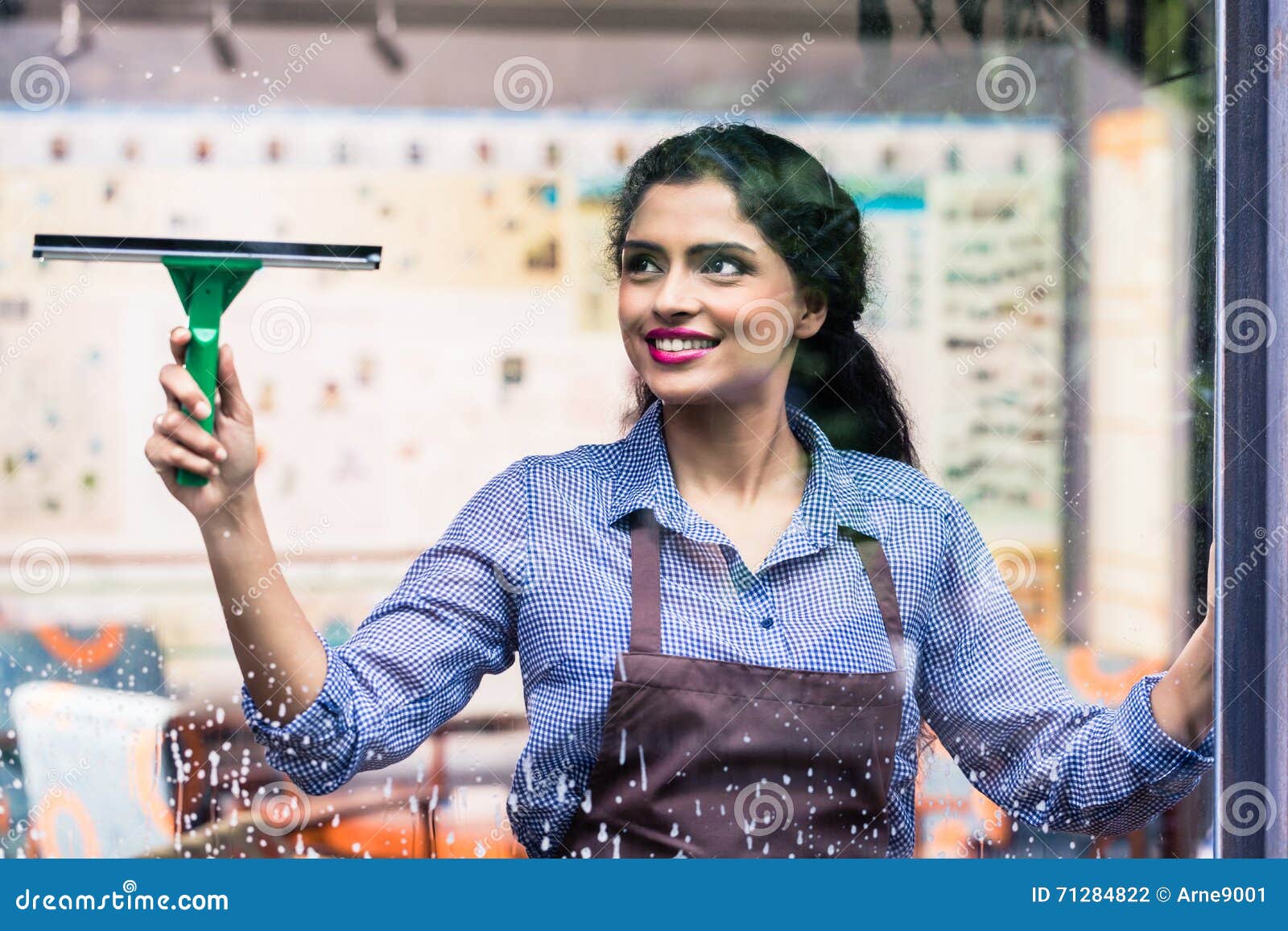 Indian Employee Cleaning Windows Stock Photo - Image of cool, indoor ...