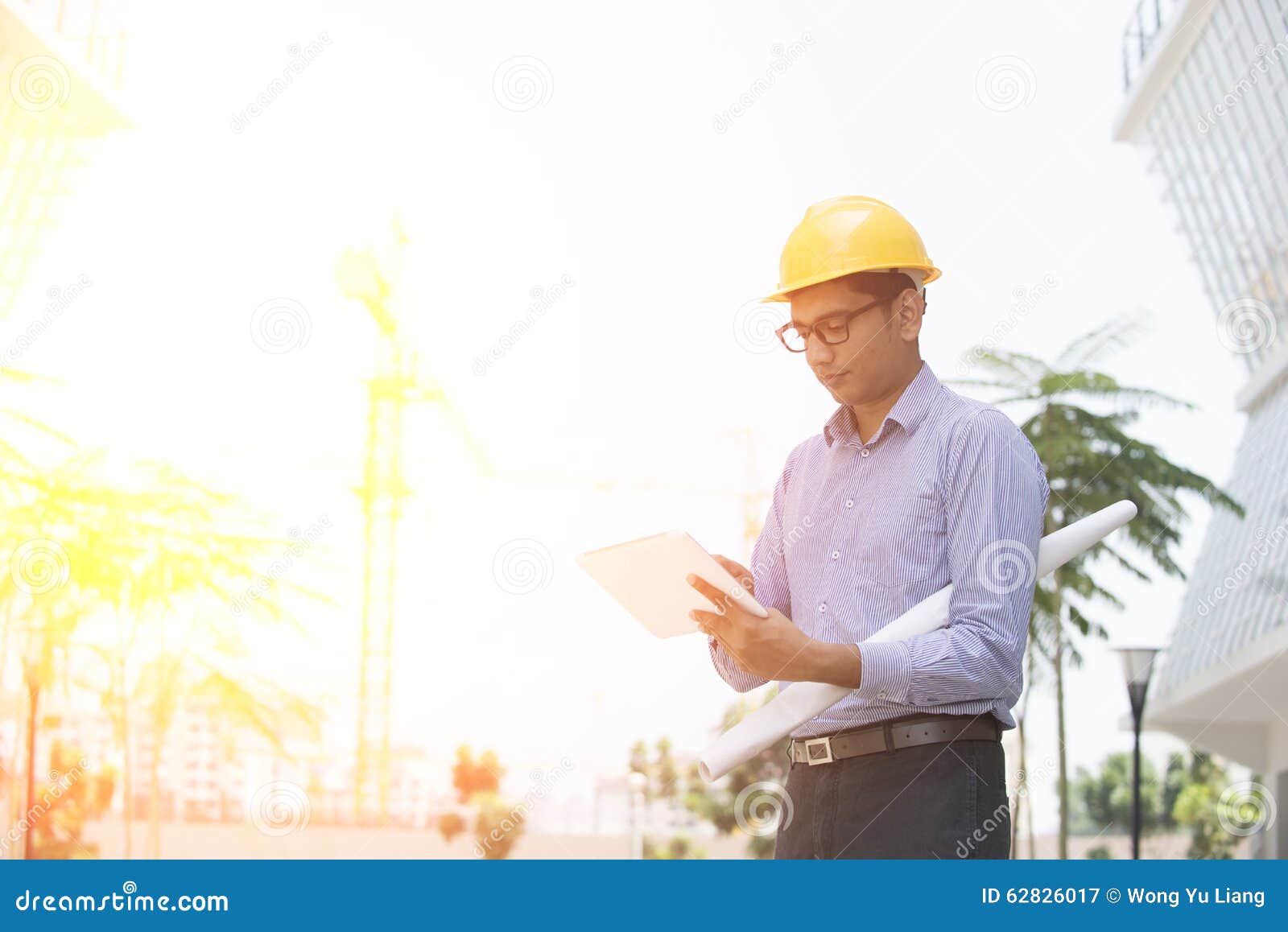 Indian engineer stock image. Image of inspecting, blueprint - 62826017