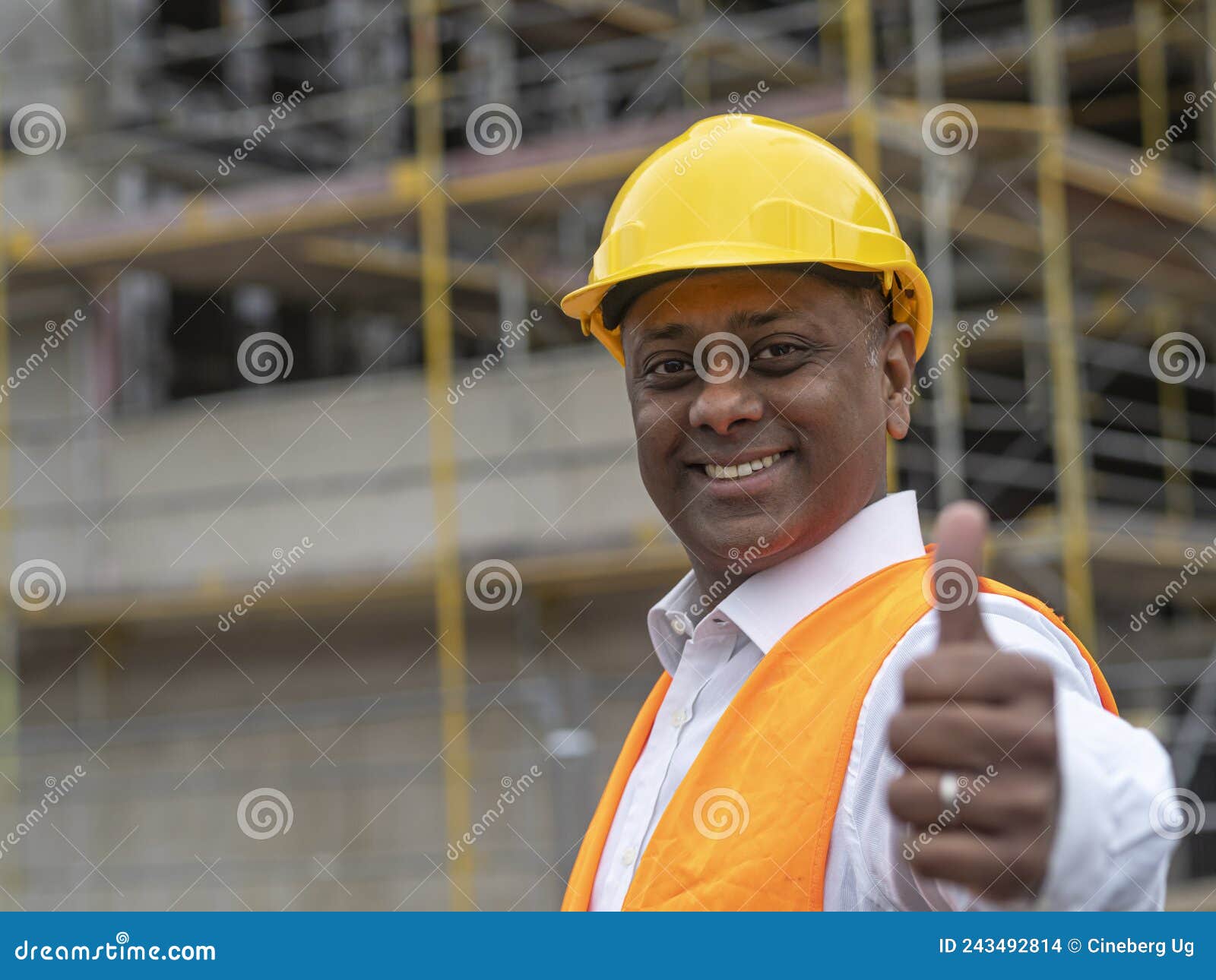 Indian Engineer Gesturing Thumbs Up Stock Photo - Image of gesturing ...