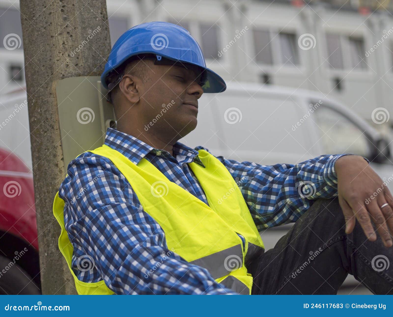 Indian Engineer Sitting Tired Stock Image - Image of factory, outdoors ...