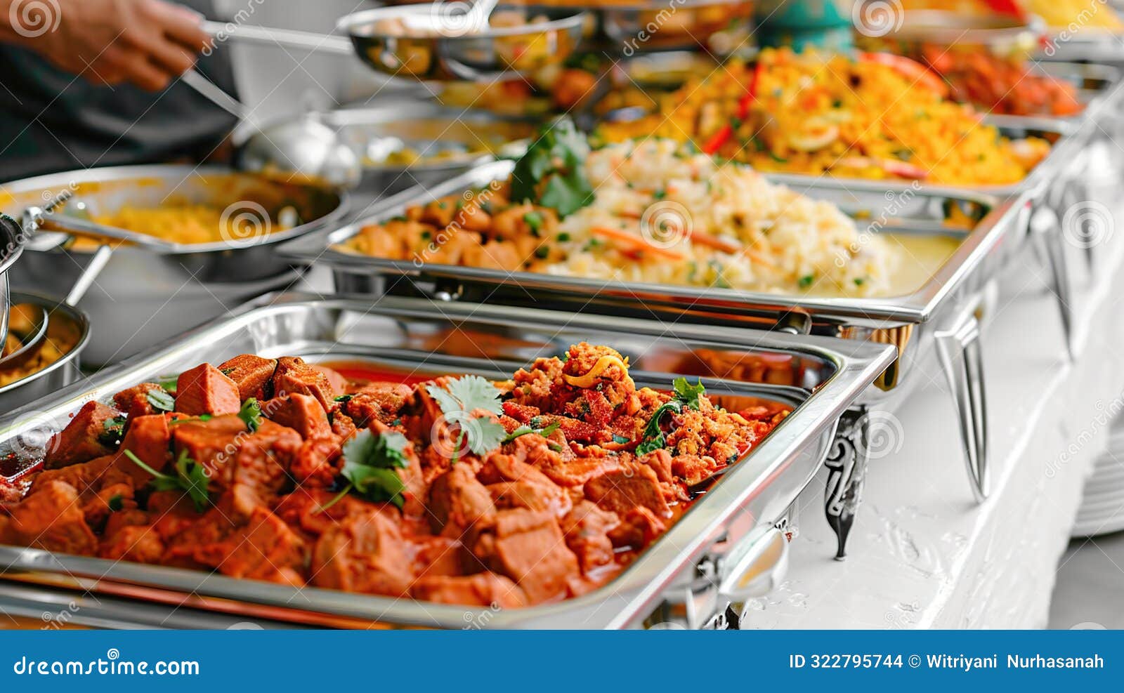 Indian Ethnic Food Buffet on White Concrete Table . Generative Ai Stock ...