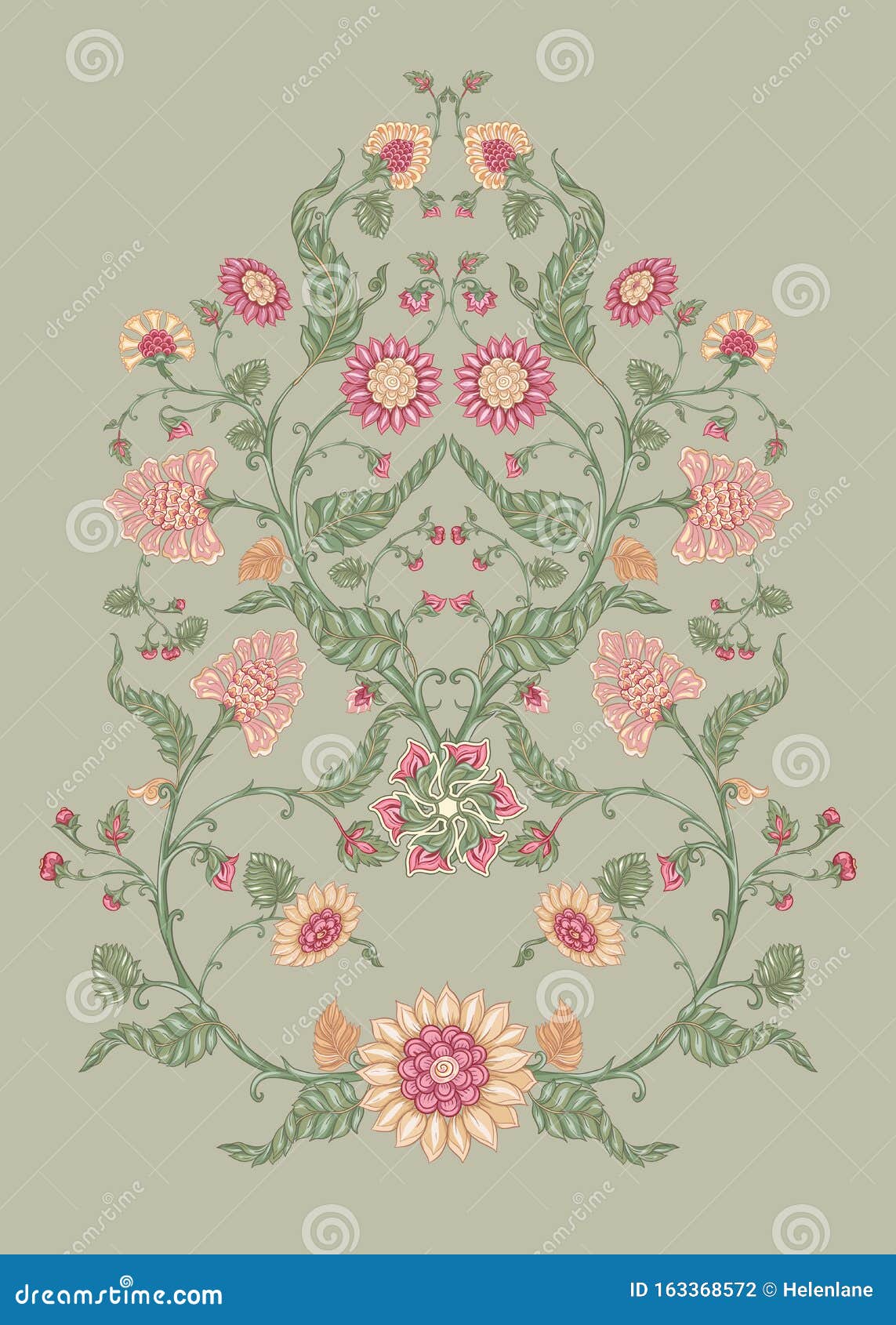 Indian Ethnic Pattern with Stylized Florwers. Stock Vector ...