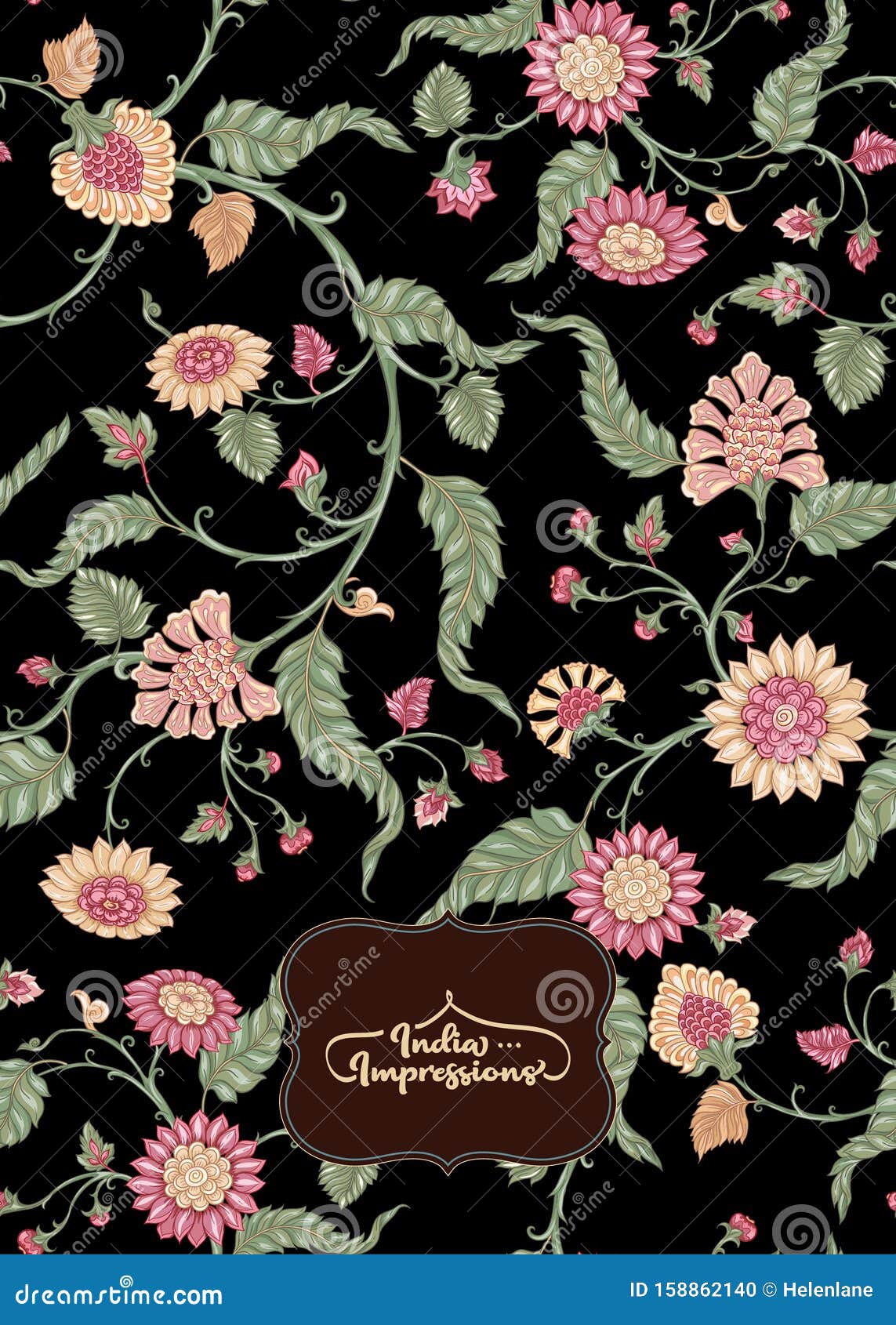 Indian Ethnic Pattern with Stylized Flowers. Stock Photo - Image of ...