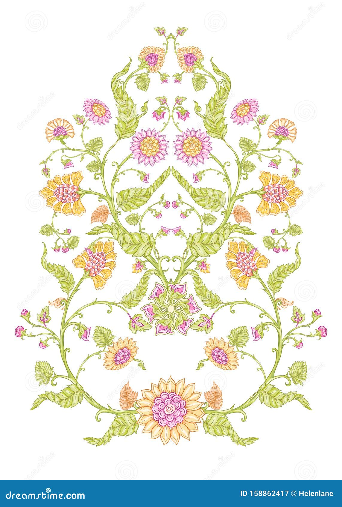 Indian Ethnic Pattern with Stylized Flowers. Stock Illustration ...