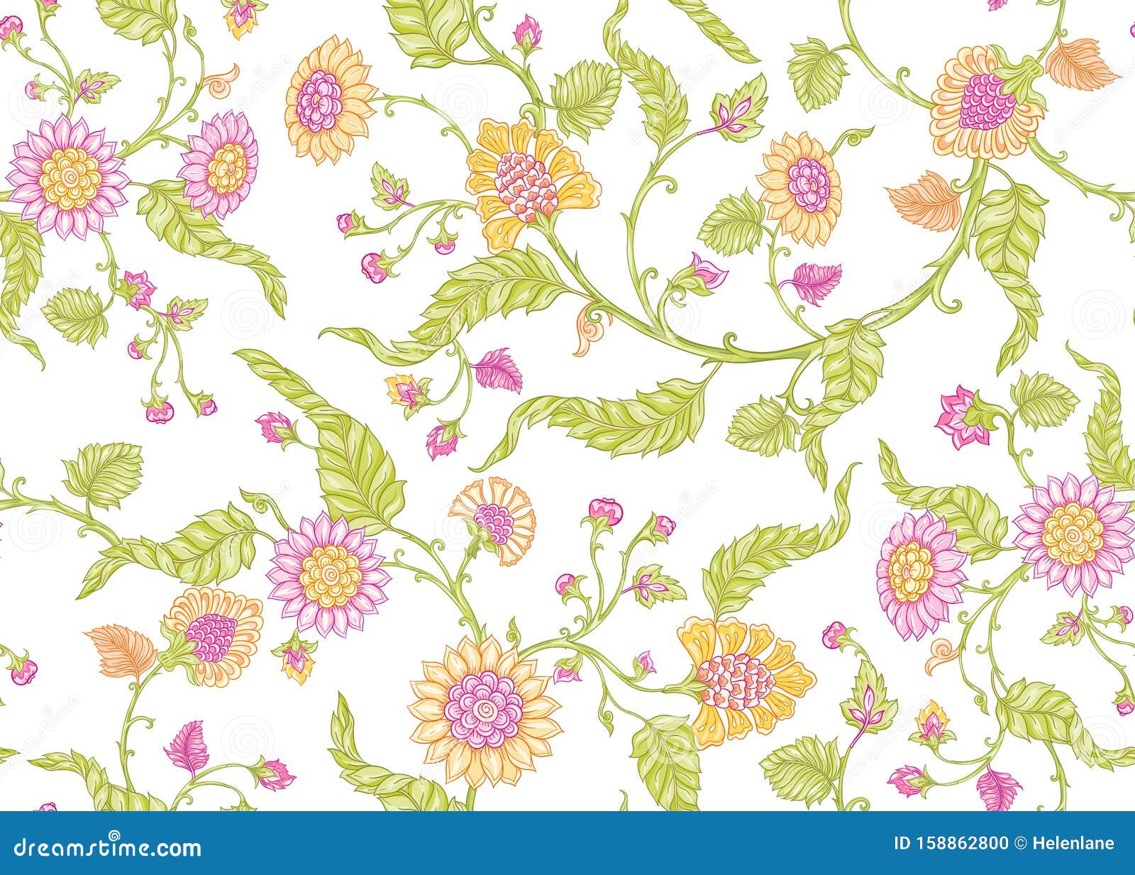Indian Ethnic Pattern with Stylized Flowers. Stock Illustration ...