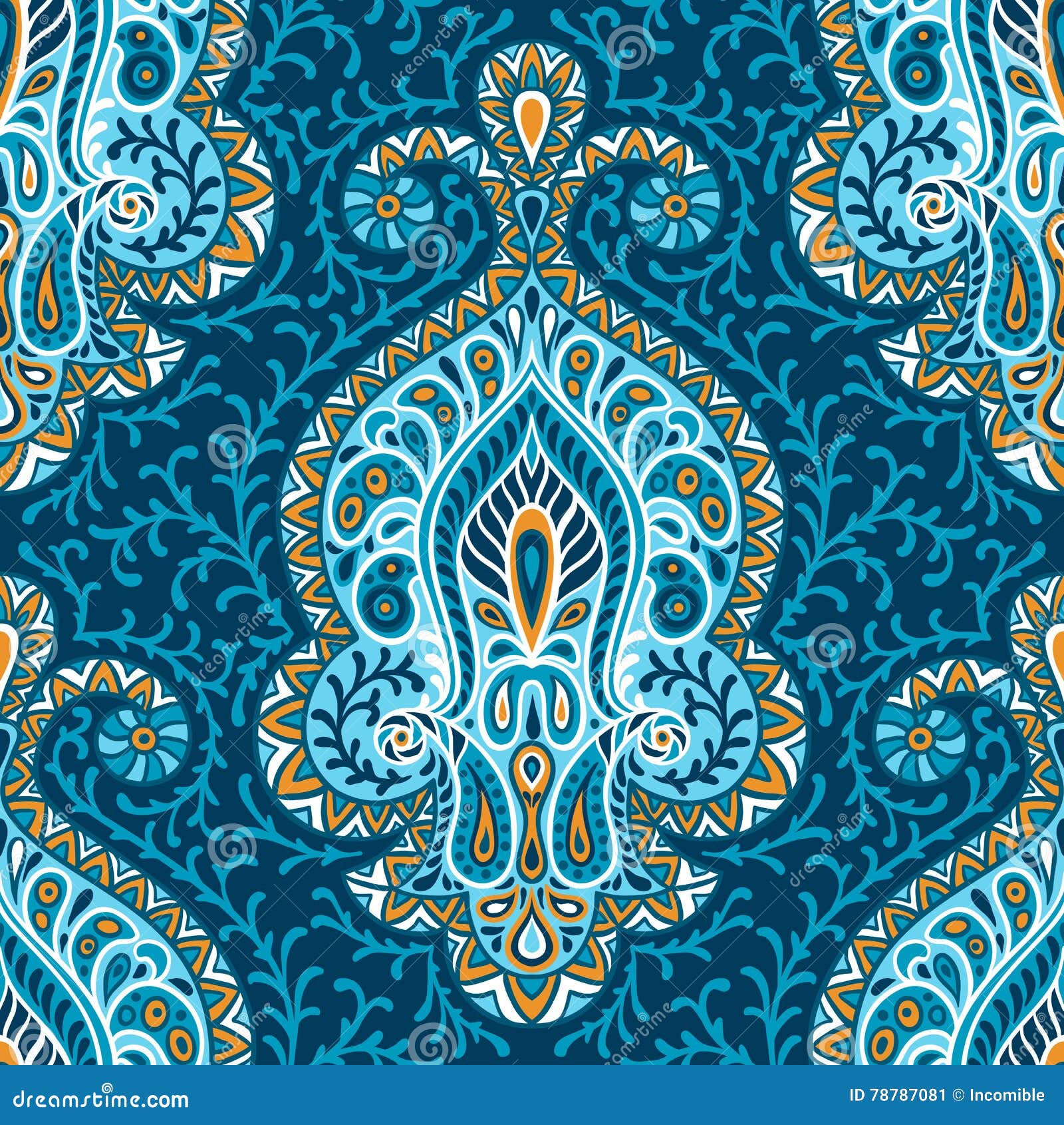 Indian Ethnic Seamless Pattern with Hand Drawn Ornament Stock Vector ...
