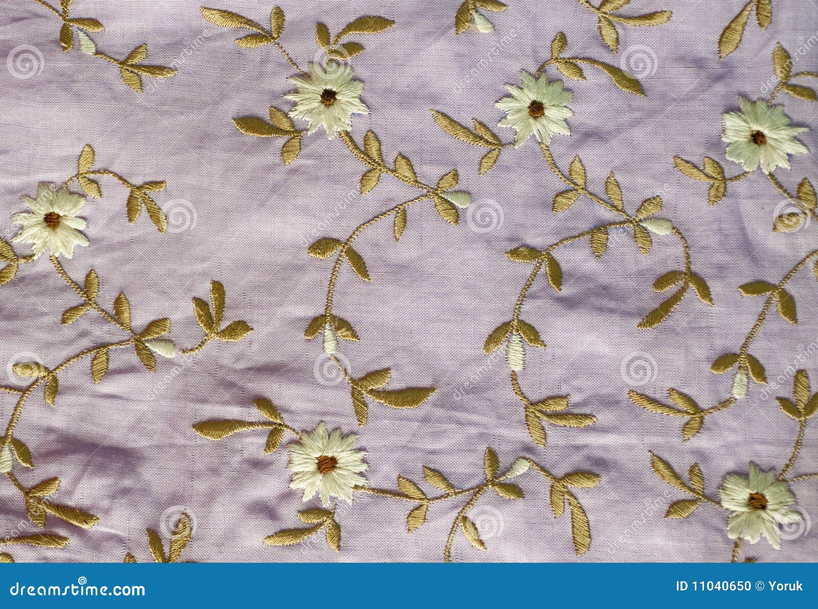Indian Fabric with Floral Embroidery Stock Photo - Image of golden ...
