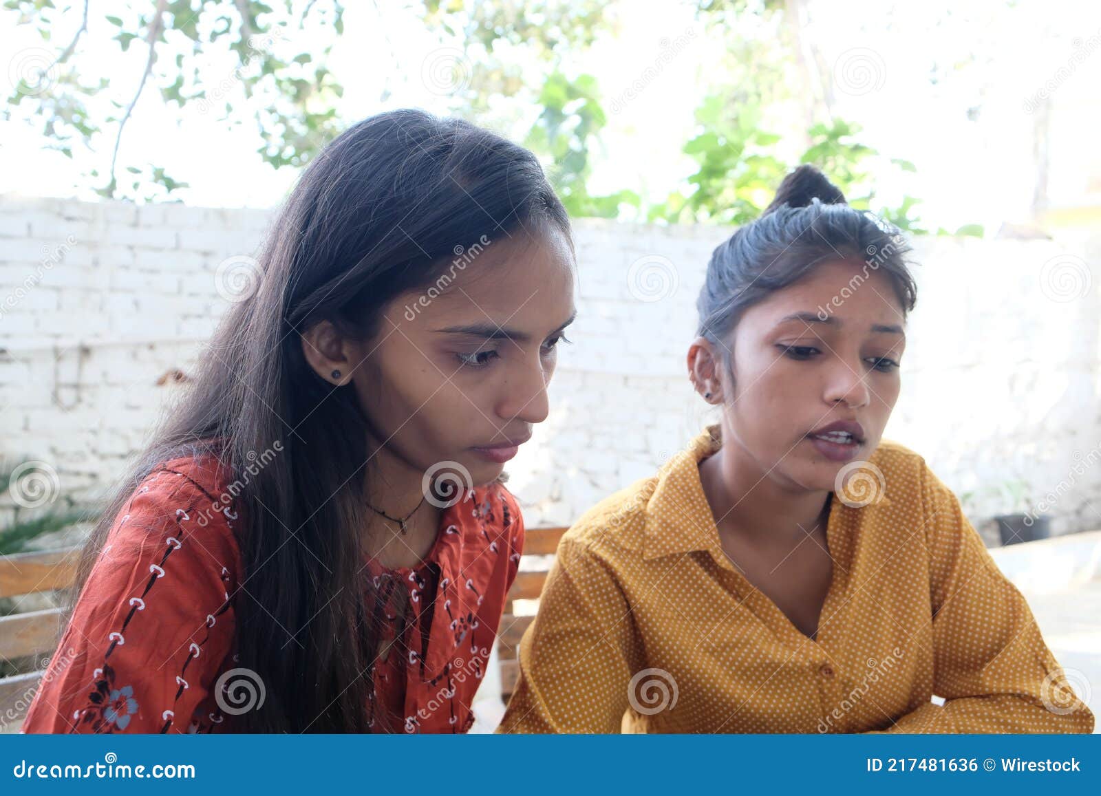 Indian Female Friends Talking and Discussing Something Stock Photo ...