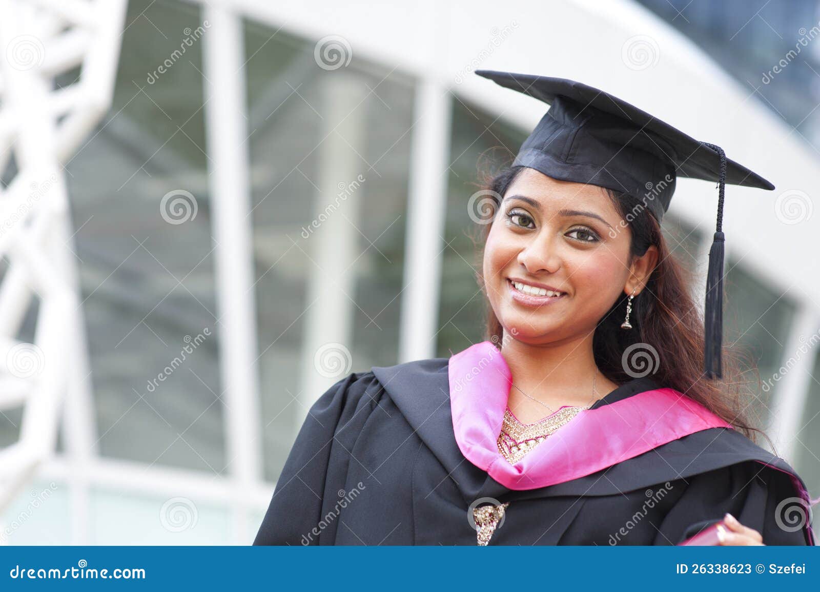 Indian Female Graduate Student Stock Image - Image of diploma, outdoor ...