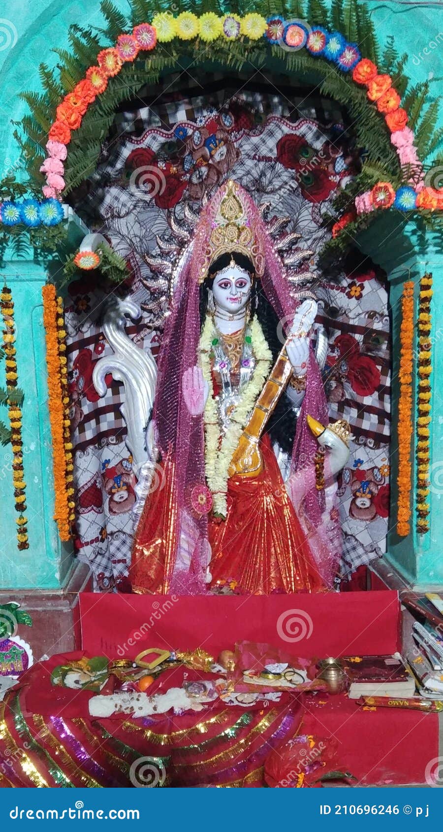 Indian festival MAA sharda stock photo. Image of person - 210696246