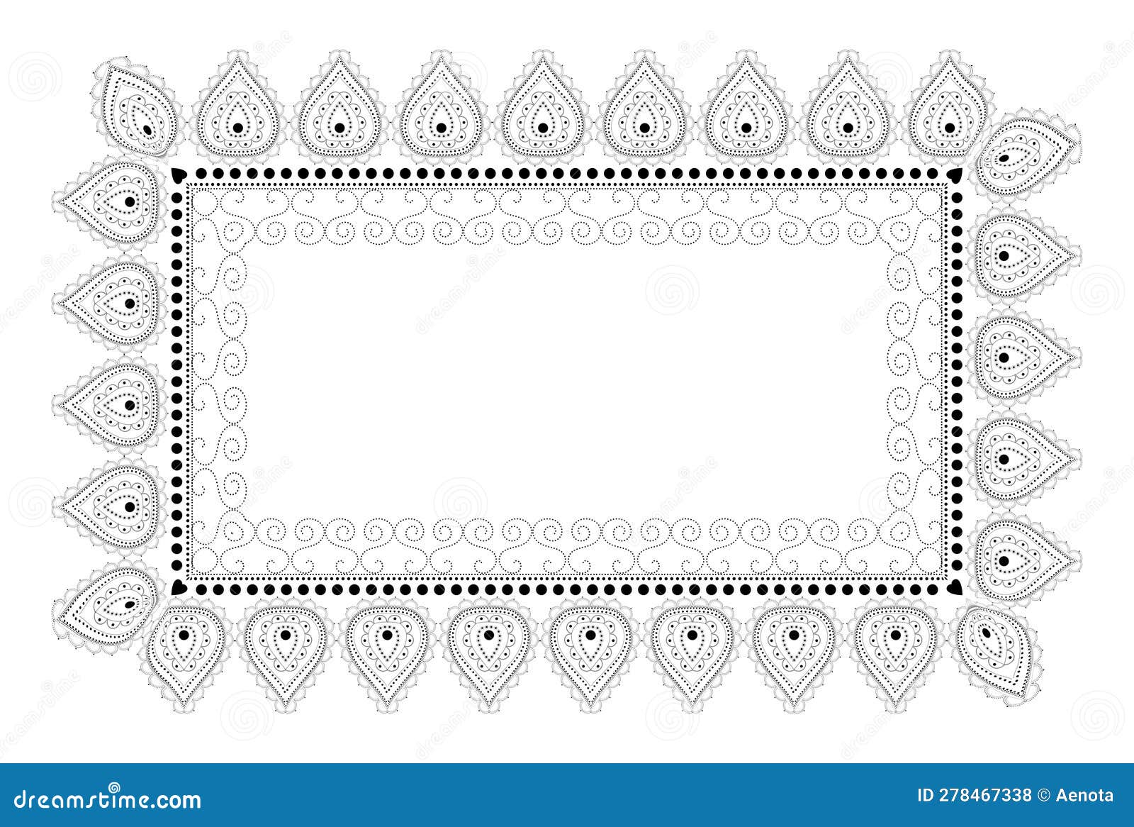 Indian Filigree Dotted Ornament Frame with Paisley Stock Illustration ...